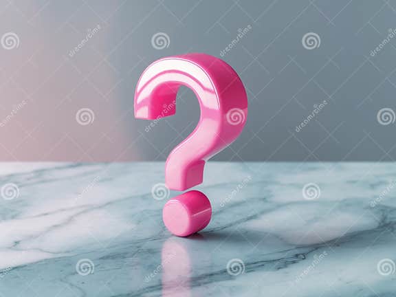 Glossy Pink Large Question Mark on a Smooth Marble Surface. Stock Image ...
