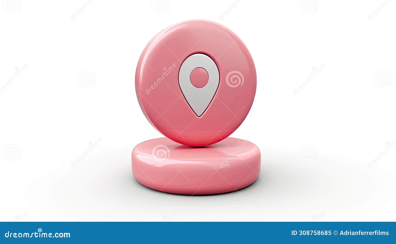 Glossy Pink Map Location Icon on a Pedestal Stock Illustration ...