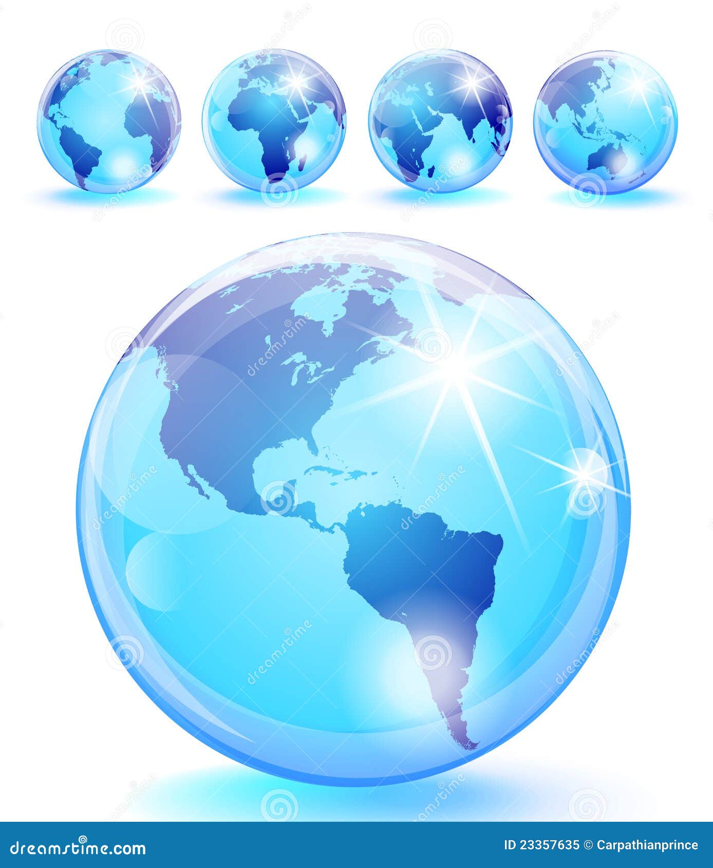 Glossy Planet Earth Marbles 5 Views Stock Vector - Illustration of blue ...