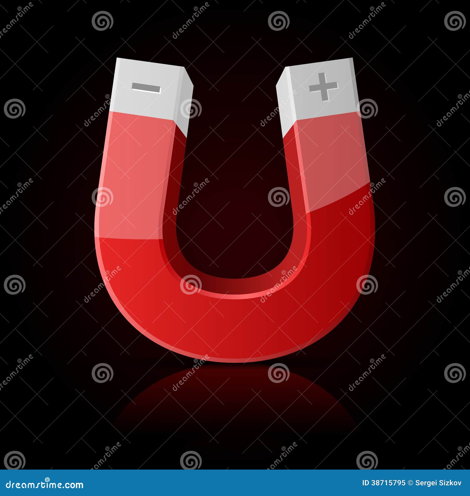 Glossy Polished Red Magnet on Dark Background Stock Vector ...