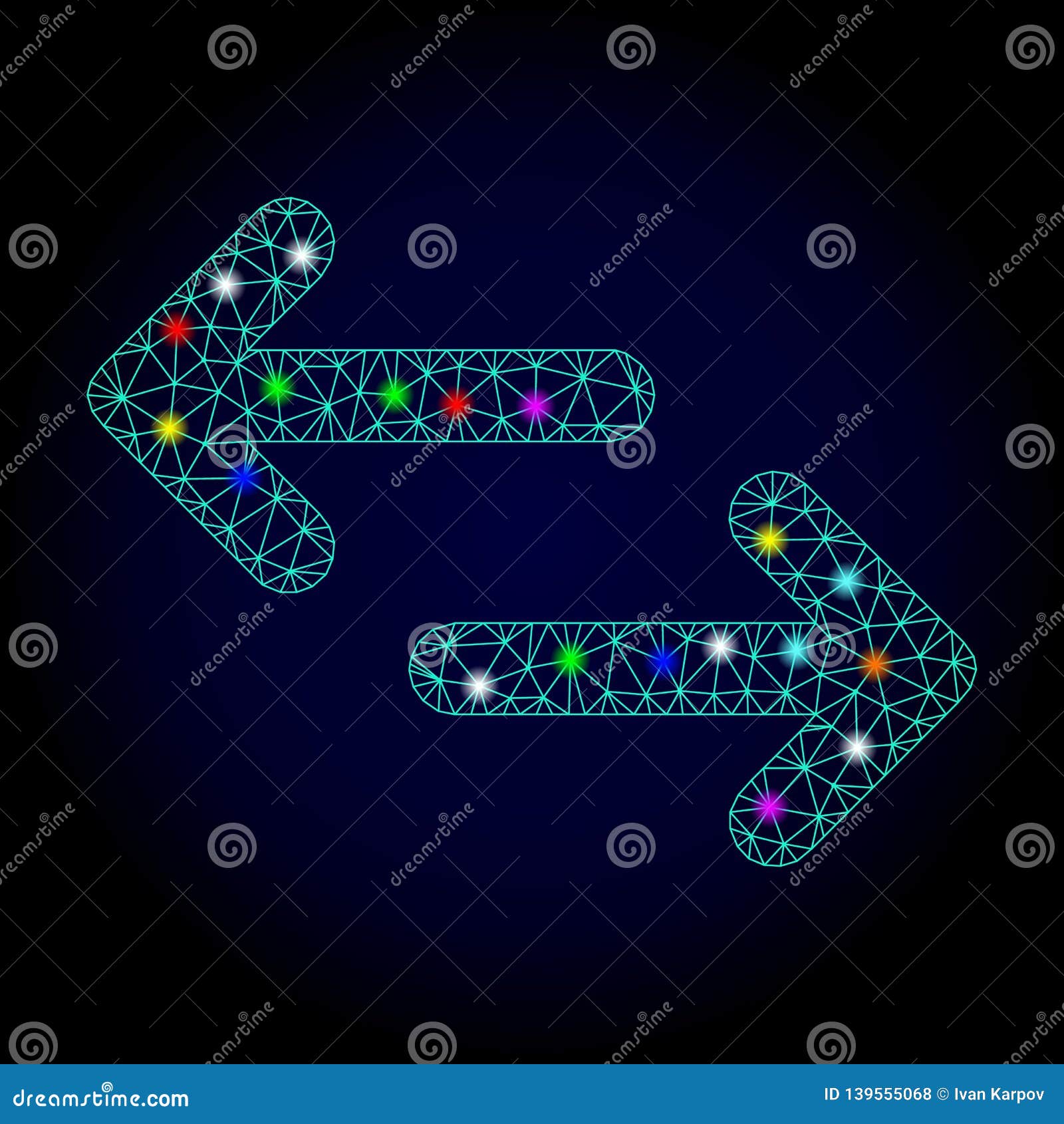 Vector 2D Mesh Exchange Arrows with Glare Spots for Chistmas Stock ...