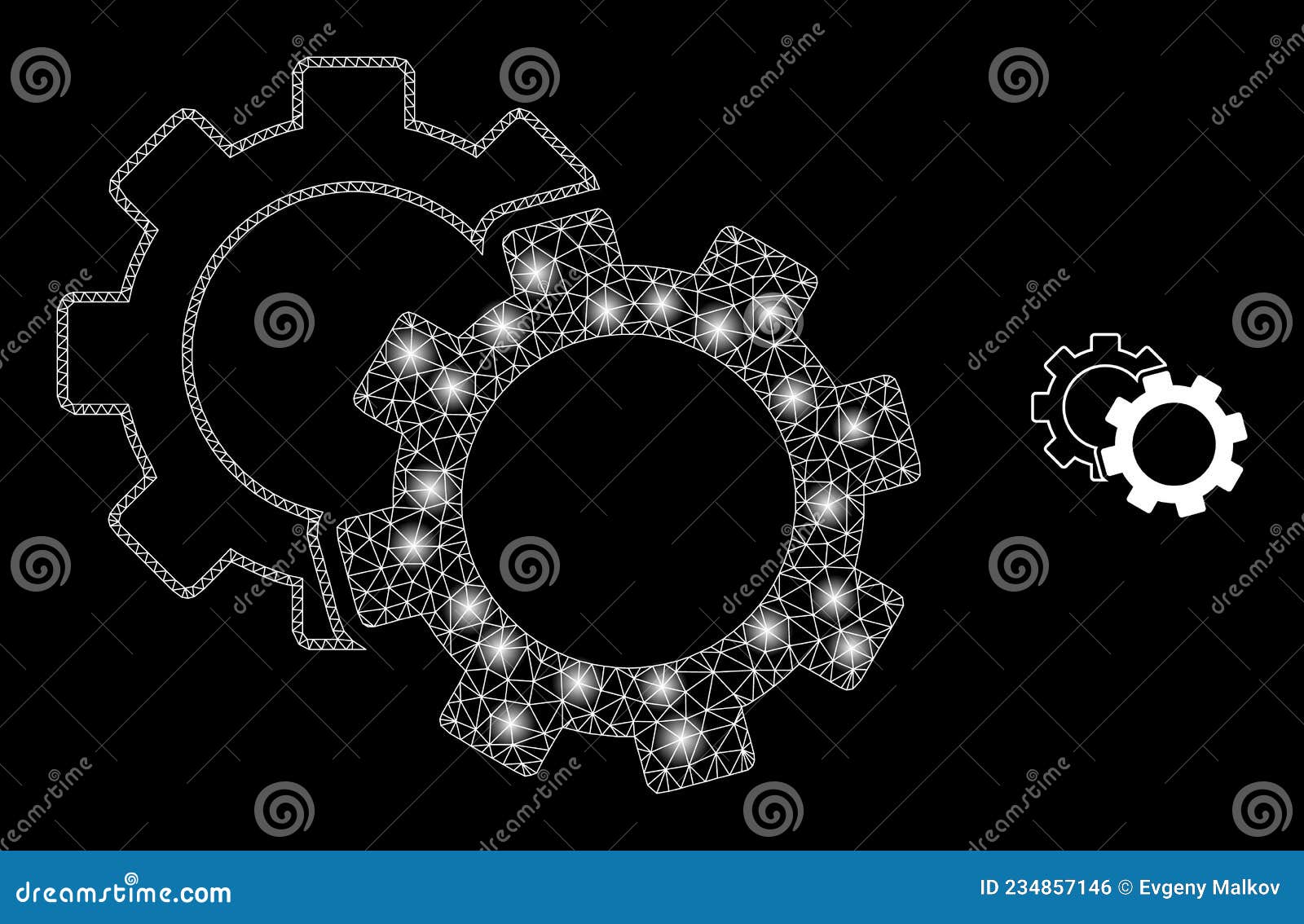 Vector Mesh Net Cogs with Glare Wire Frame Flares Stock Vector ...