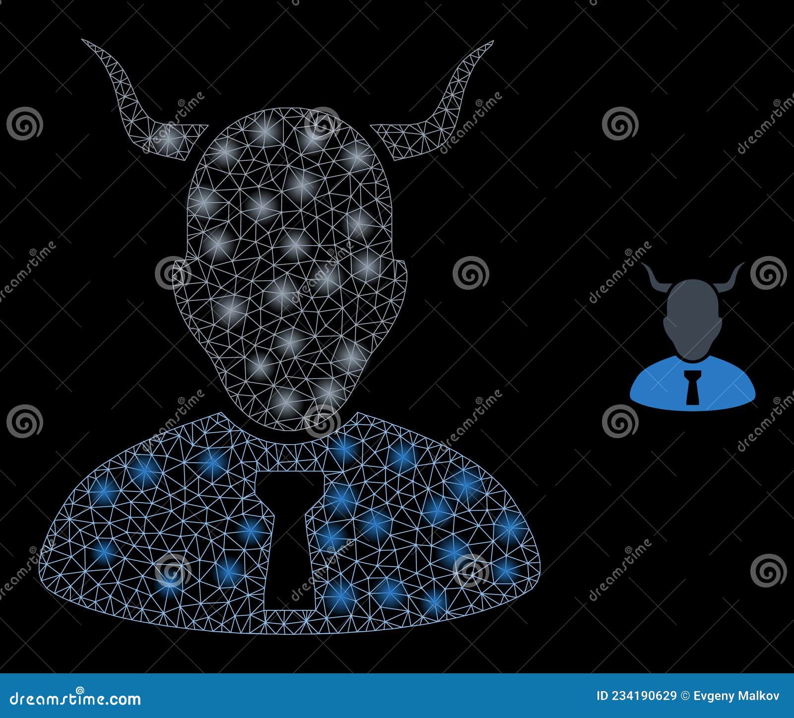 Vector Mesh Net Devil with Magic Wire Frame Flashes Stock Vector ...
