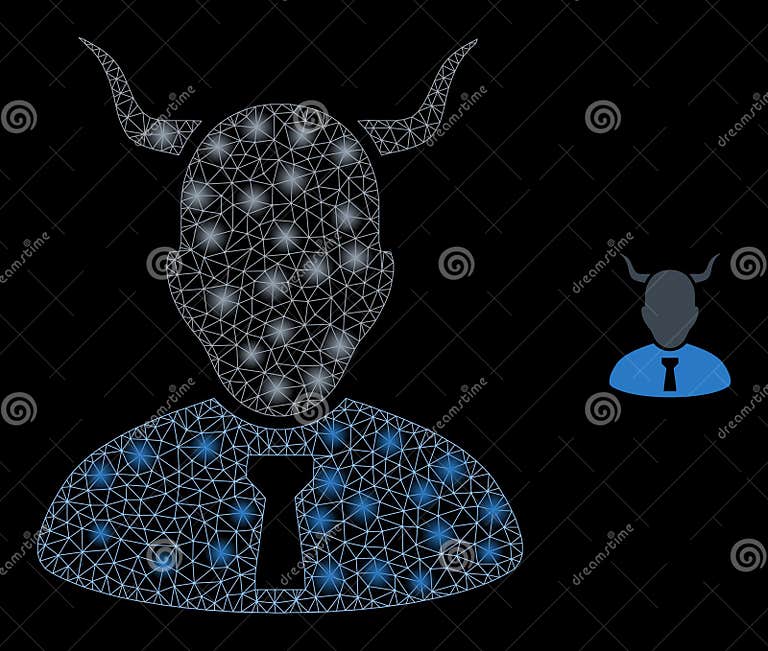 Vector Mesh Net Devil with Magic Wire Frame Flashes Stock Vector ...