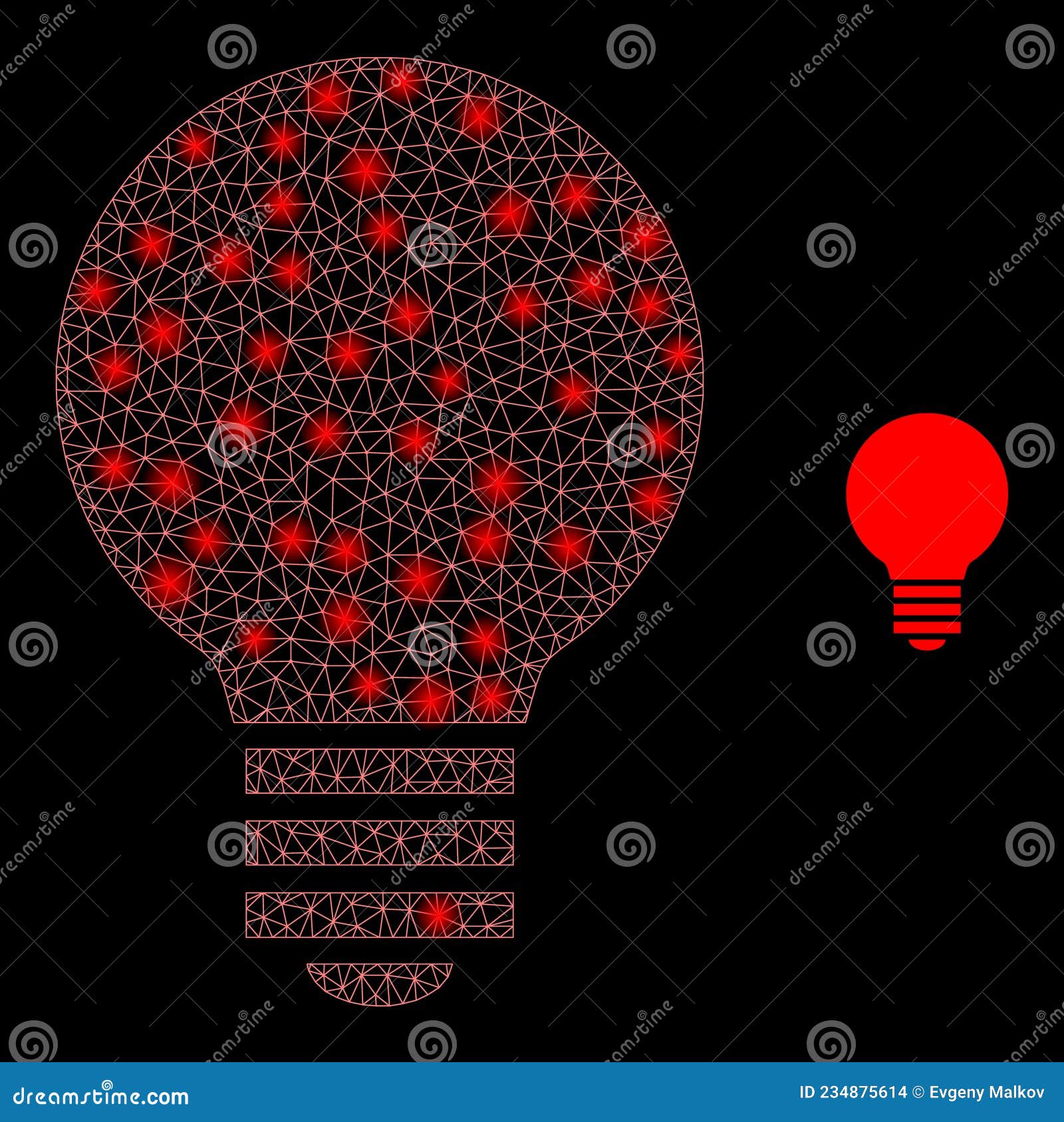Vector Mesh Web Electric Bulb with Light Carcass Stars Stock Vector ...