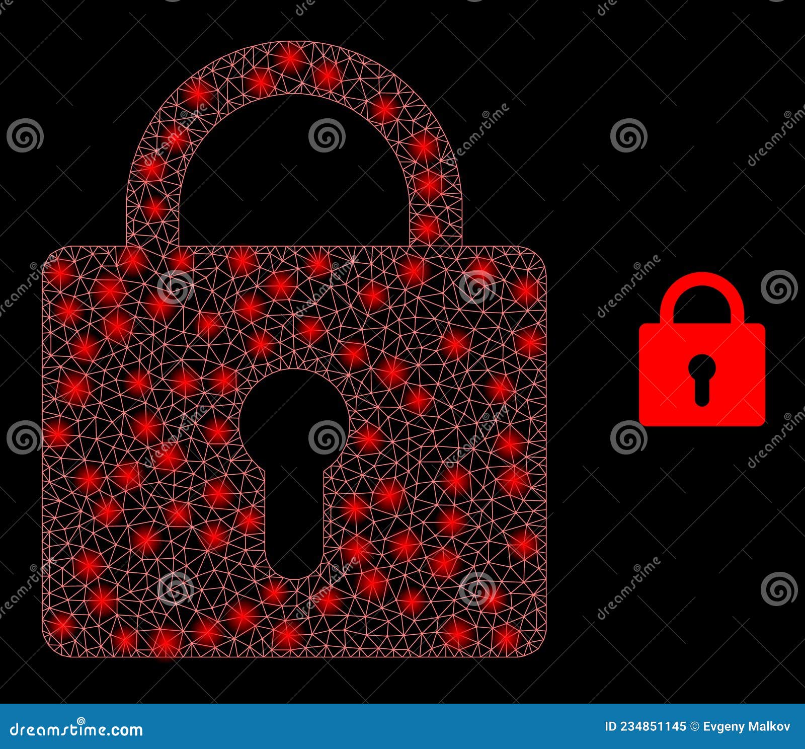 Vector Mesh Net Lock with Majestic Wire Frame Dots Stock Vector ...