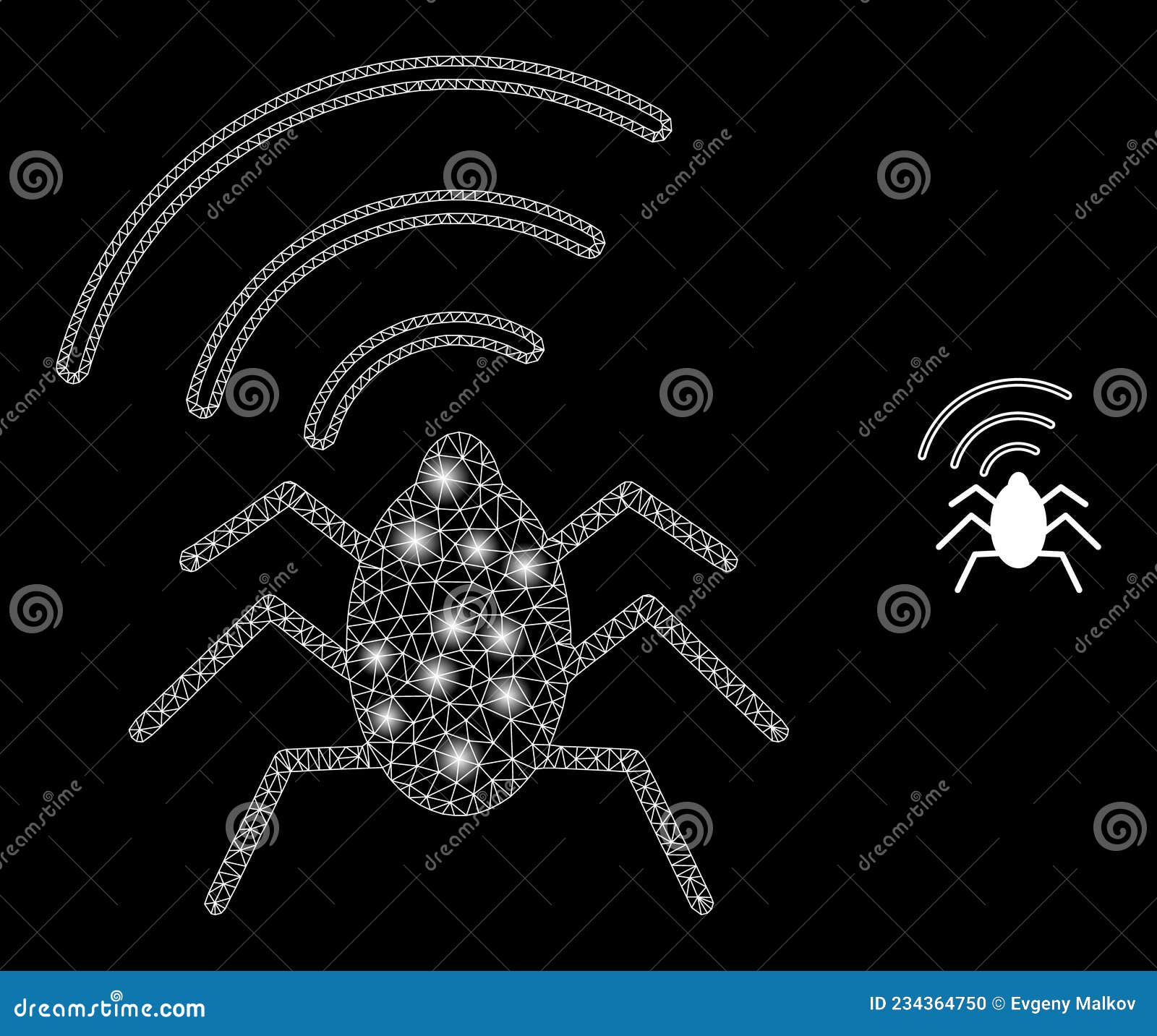 Vector Mesh Web Radio Bug with Bright Carcass Spots Stock Vector ...