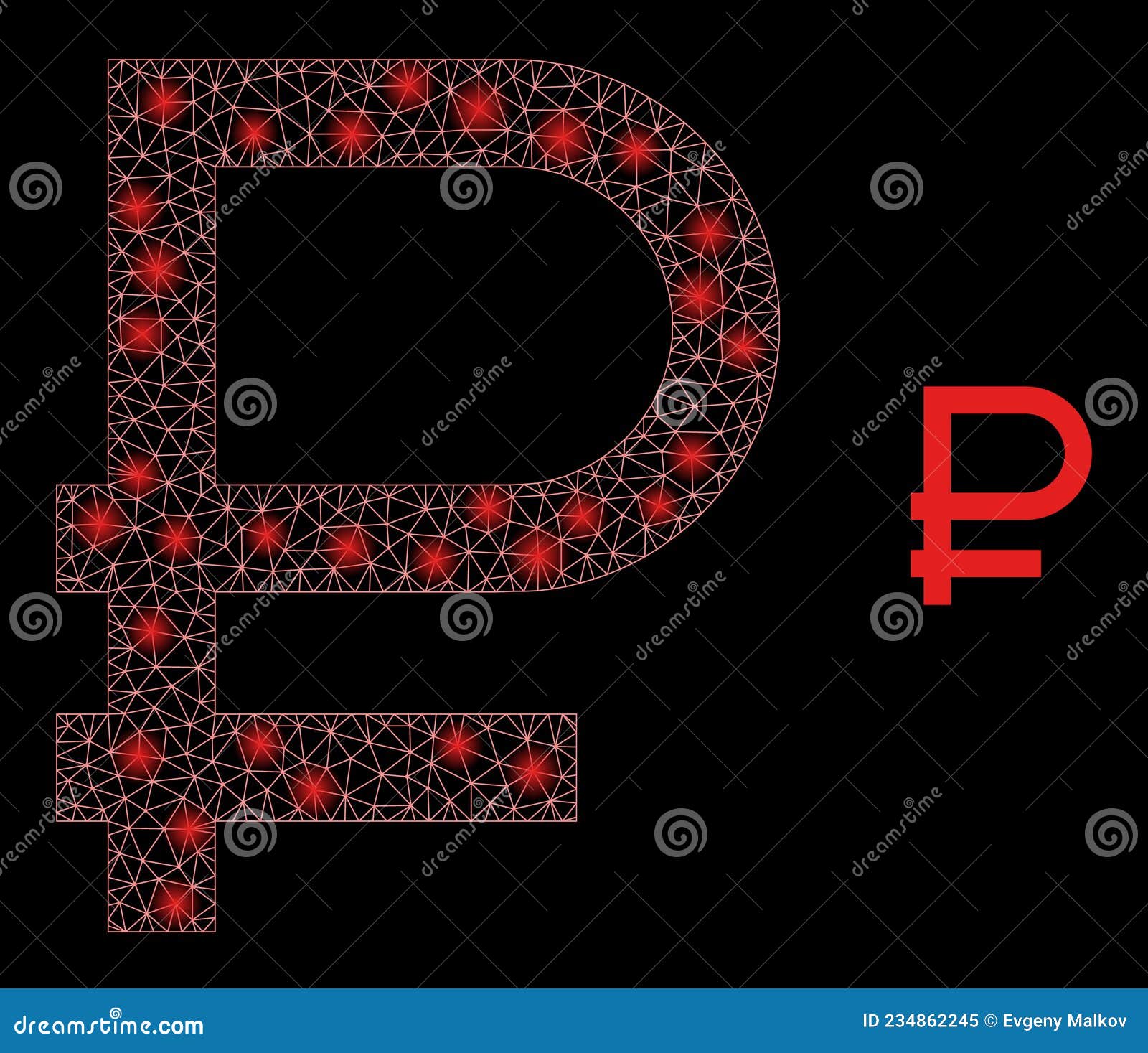 Vector Mesh Web Rouble Symbol with Shiny Network Stars Stock Vector ...