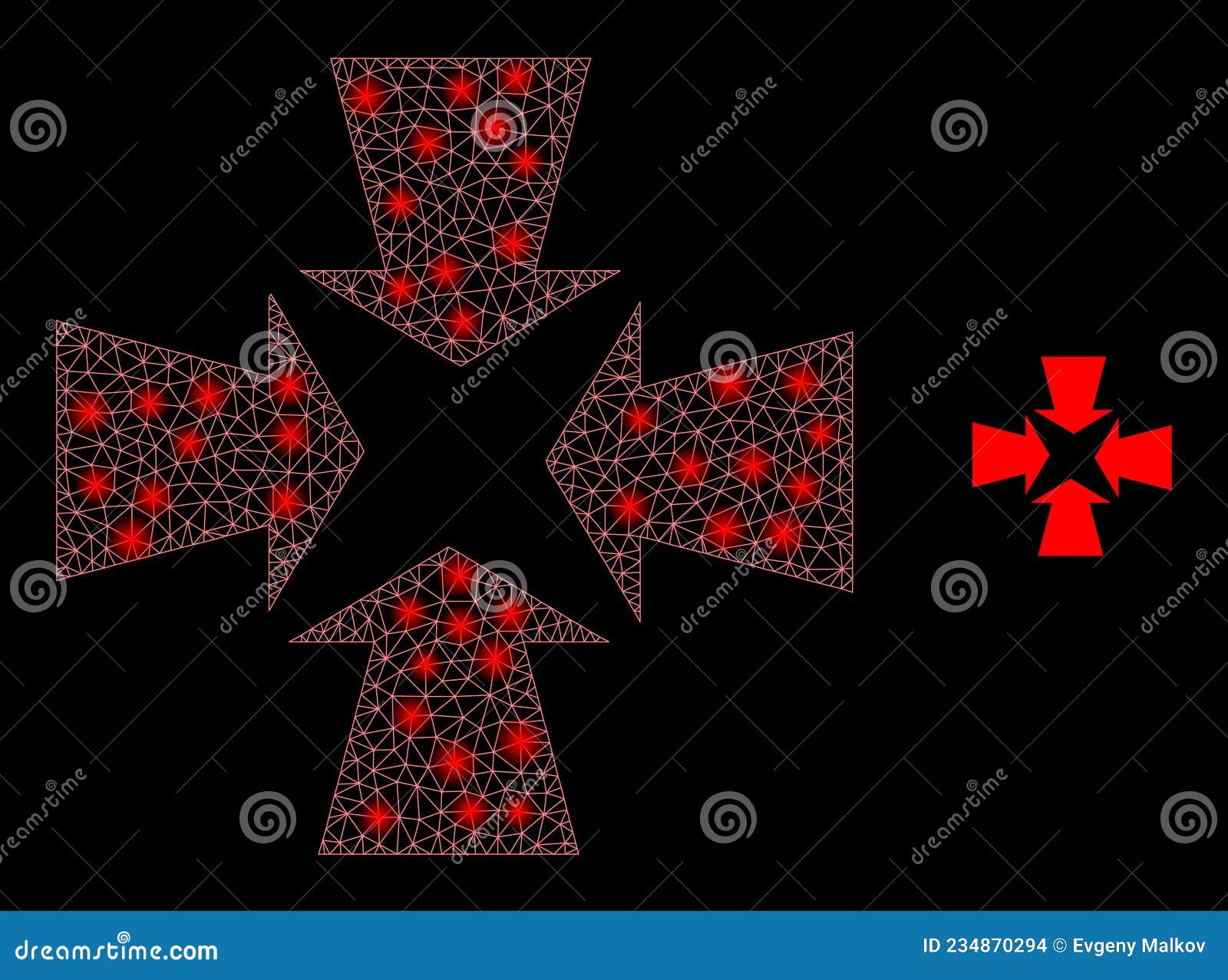 Vector Mesh Web Shrink Arrows with Glitter Constellation Flashes Stock ...