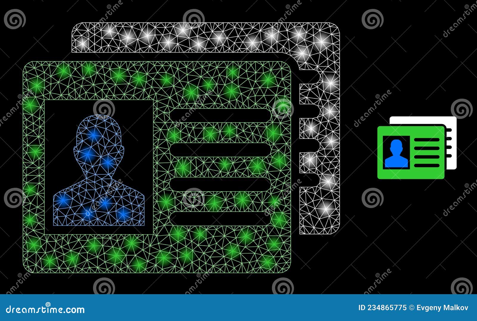 Vector Mesh Net User Id Cards with Glowing Network Spots Stock Vector ...