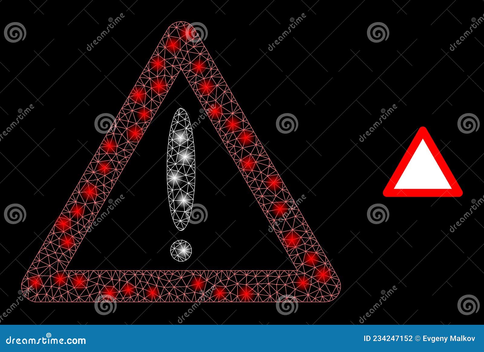 Vector Mesh Web Warning Sign with Illumitated Constellation Dots Stock ...