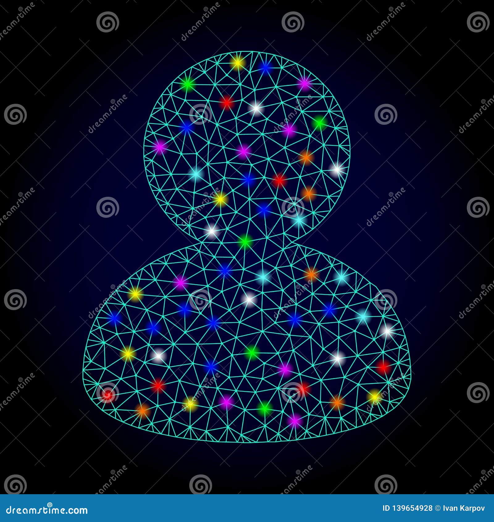 Vector Network Mesh User with Glare Spots for New Year Stock Vector ...