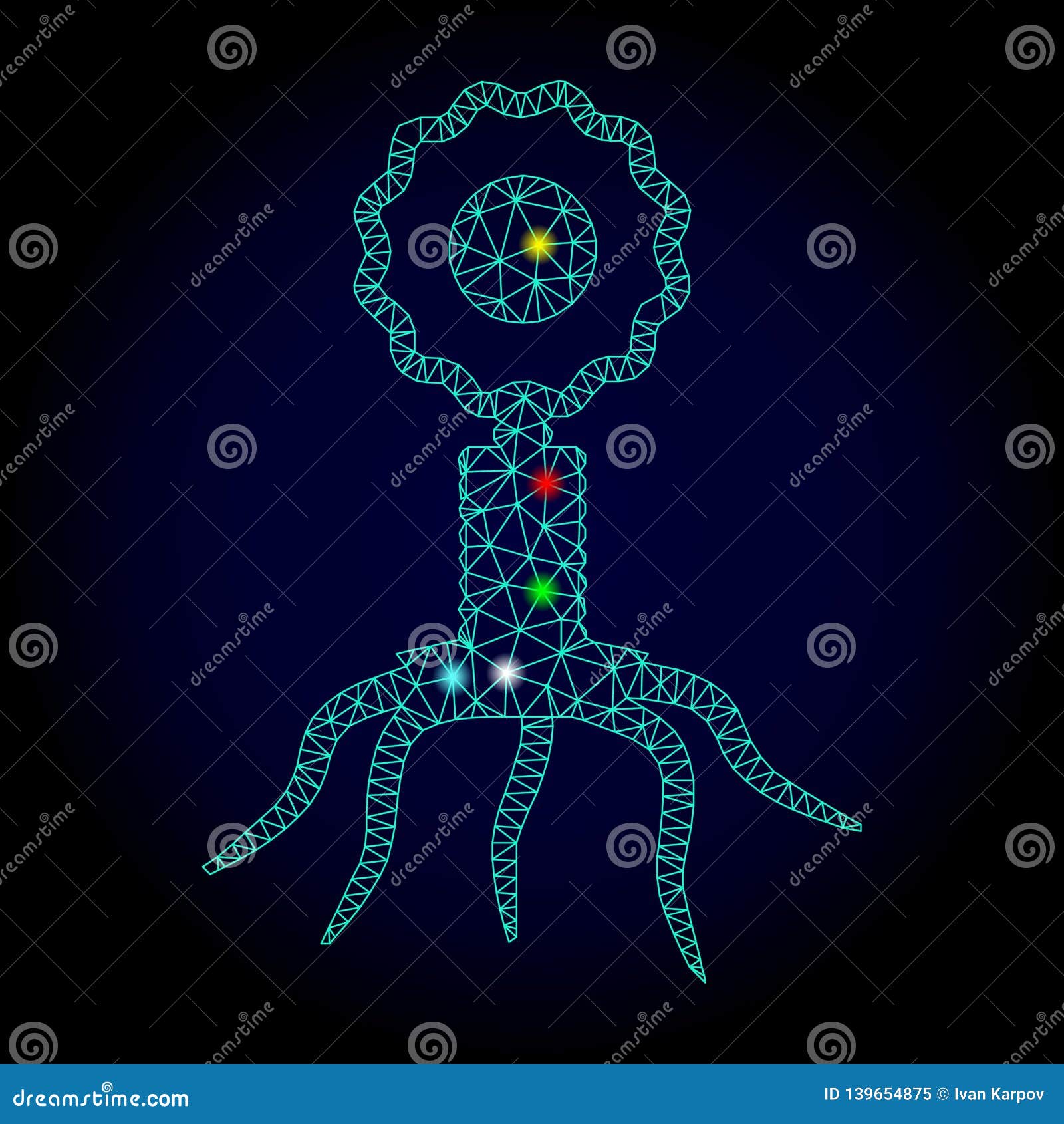 Vector 2D Mesh Virus Cell With Light Spots For Chistmas | CartoonDealer ...