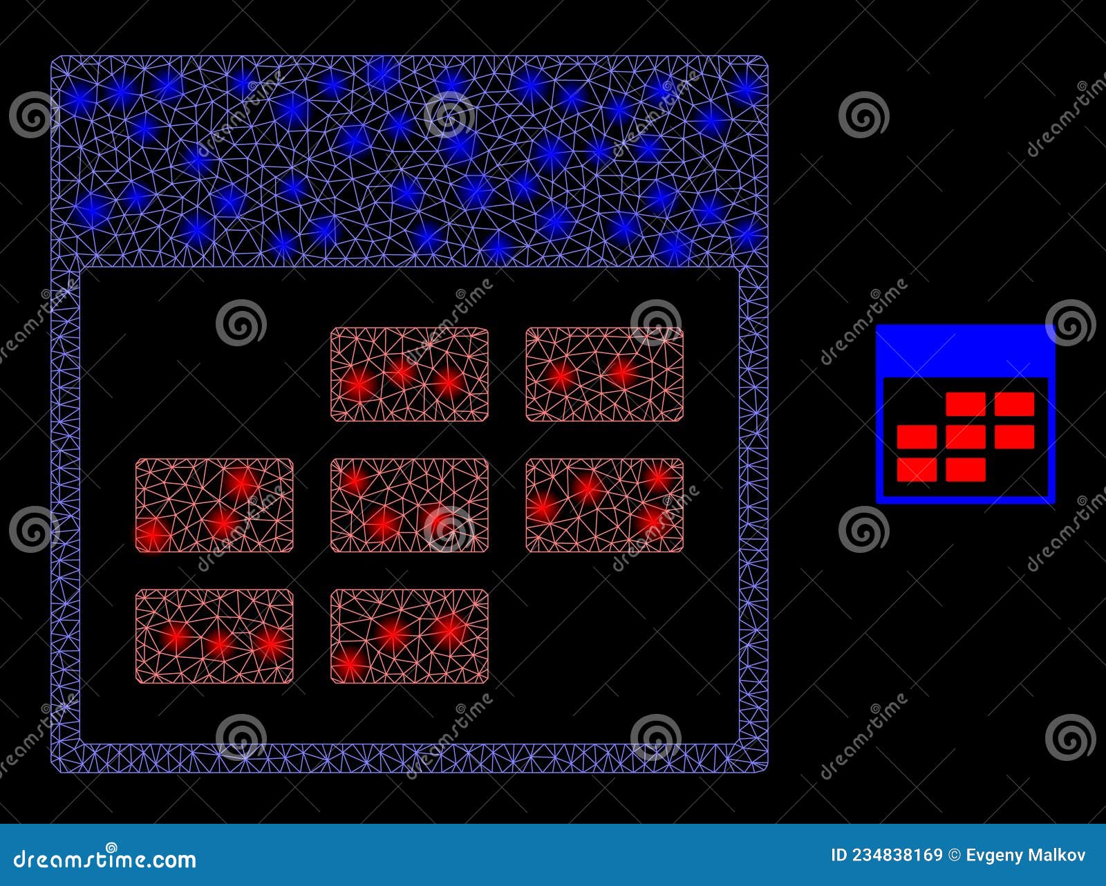 Vector Mesh Net Calendar Week Items with Magic Carcass Stars Stock ...