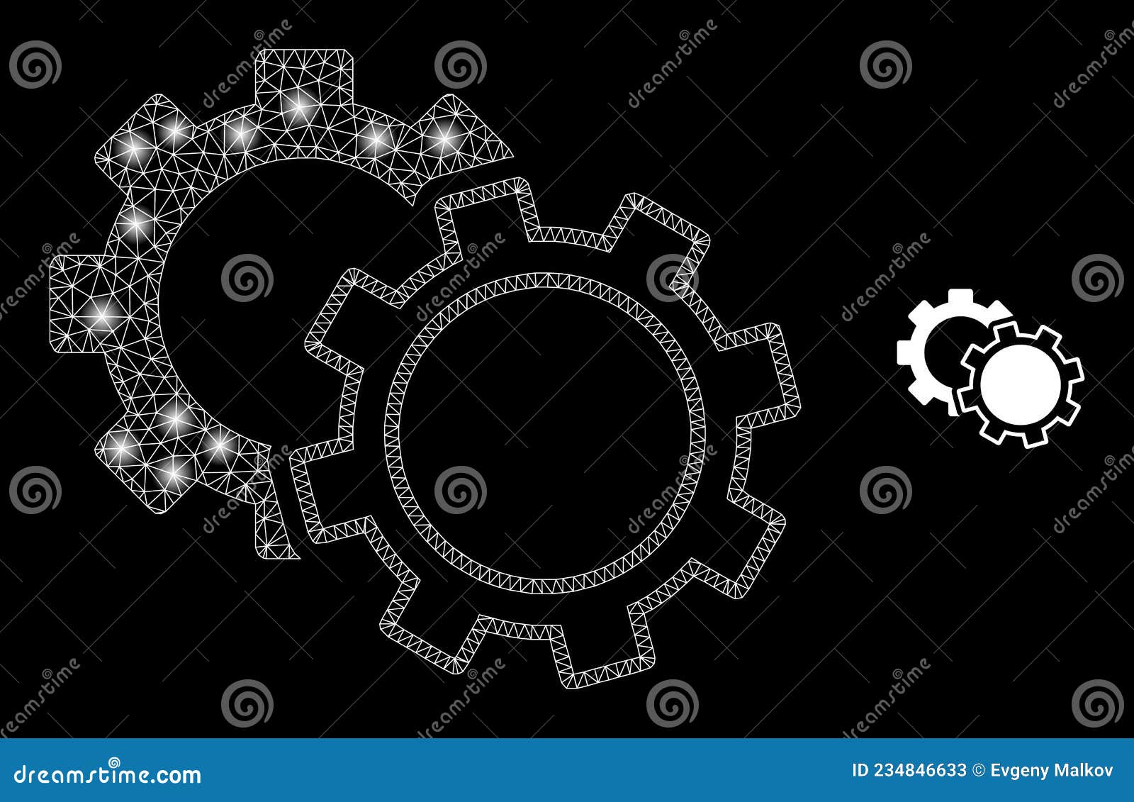 Vector Mesh Net Cogs with Shiny Wire Frame Flares Stock Vector ...