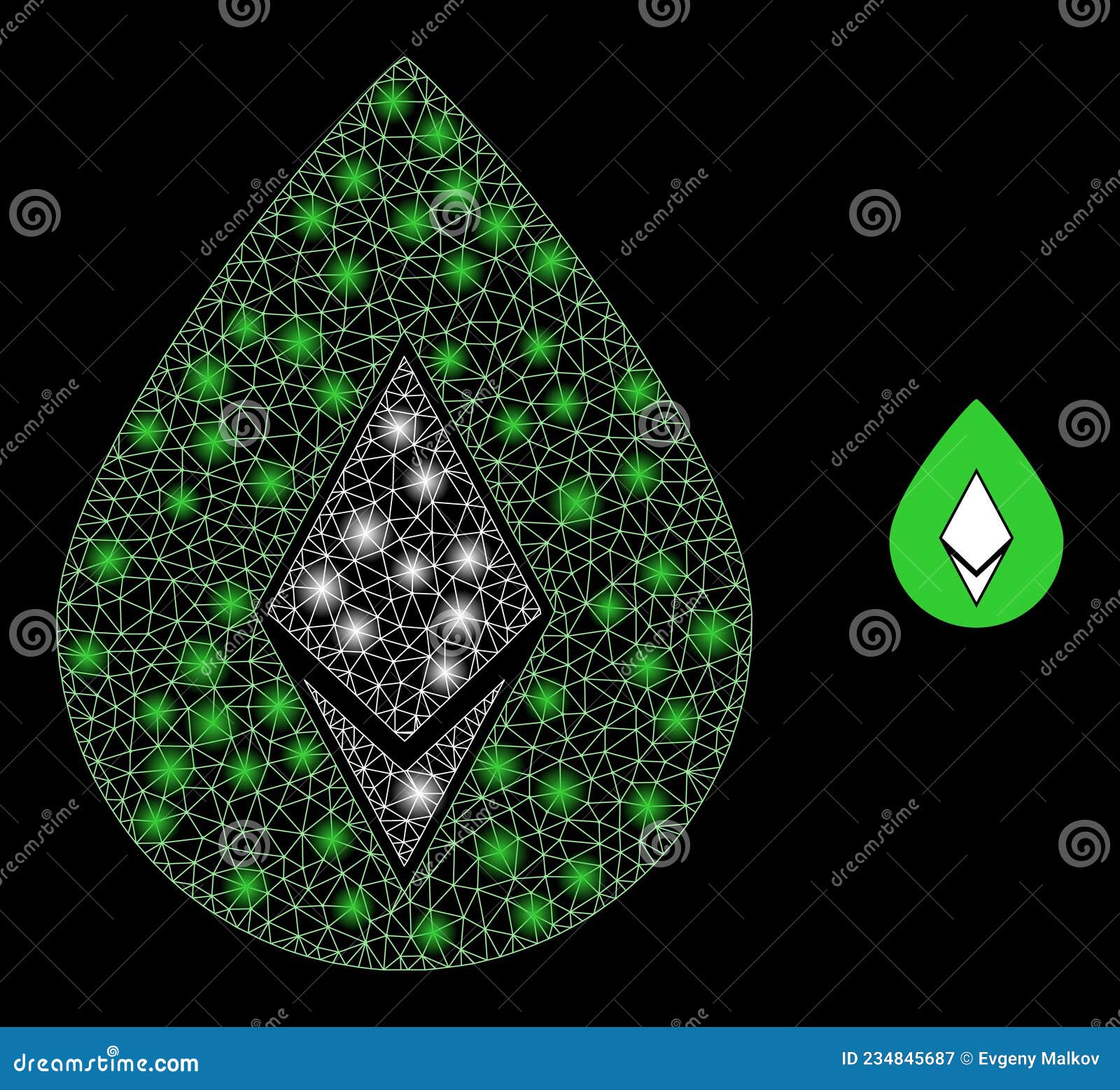 Vector Mesh Net Crystal Drop with Glare Constellation Flashes Stock ...