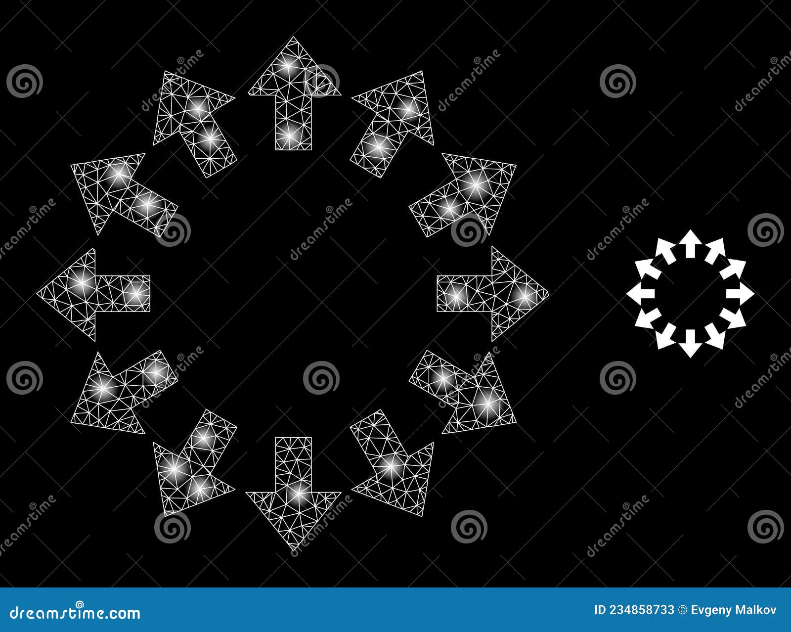 Vector Mesh Net Explode Arrows with Illumitated Carcass Spots Stock ...