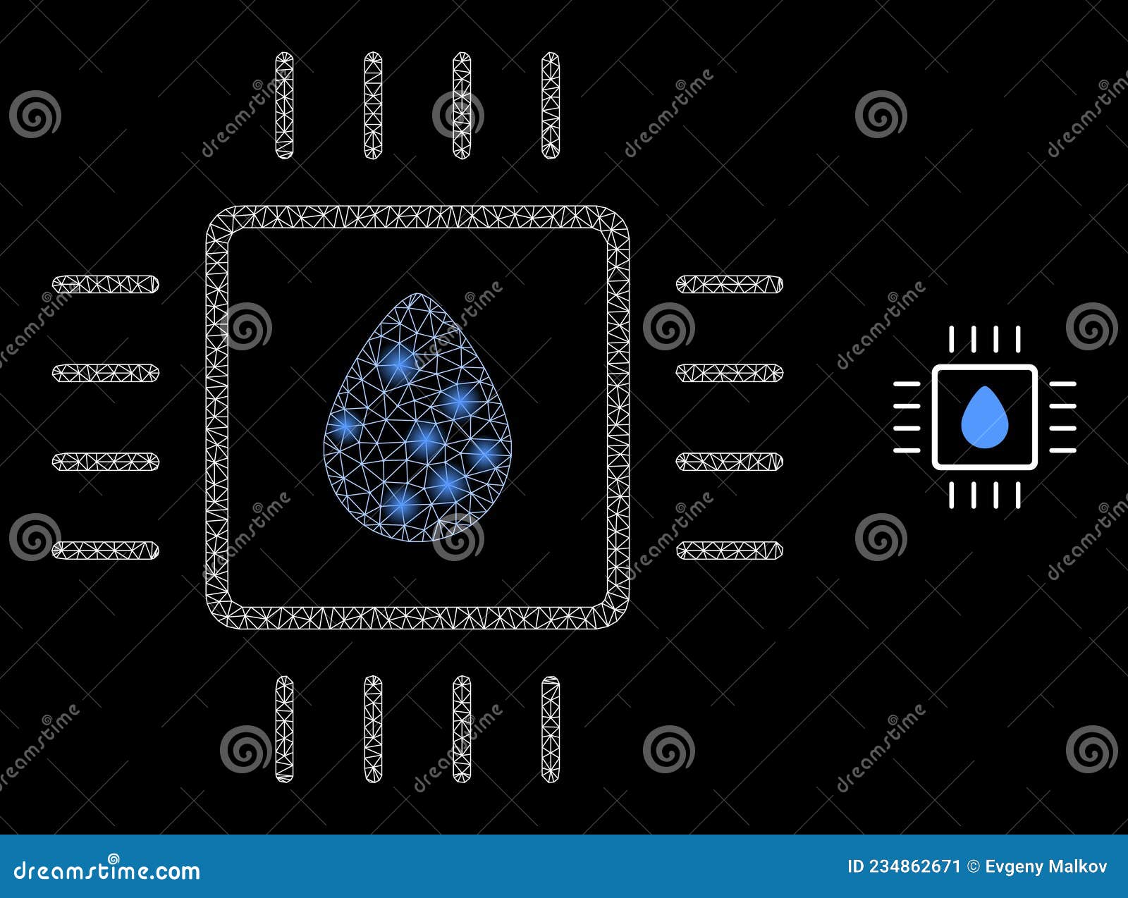 Vector Mesh Net Liquid Processor with Glowing Carcass Spots Stock ...