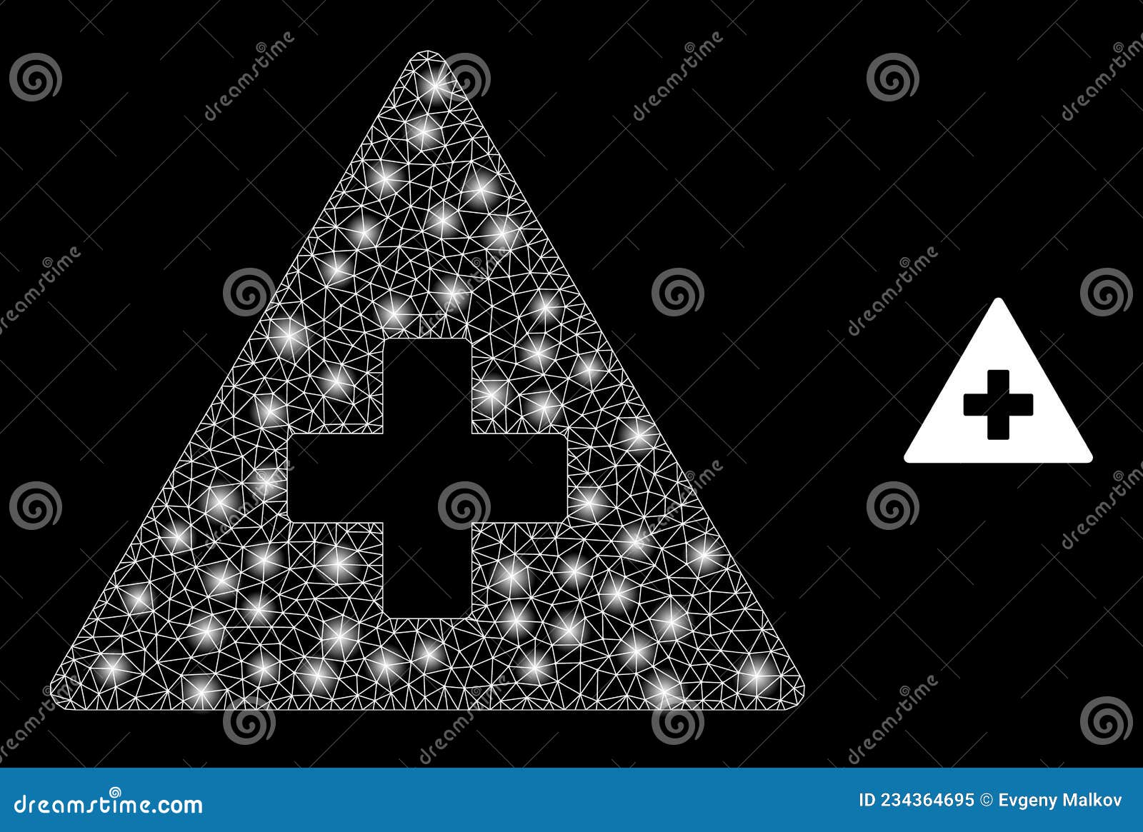 Vector Mesh Net Medical Warning Triangle with Glare Wire Frame Flares ...