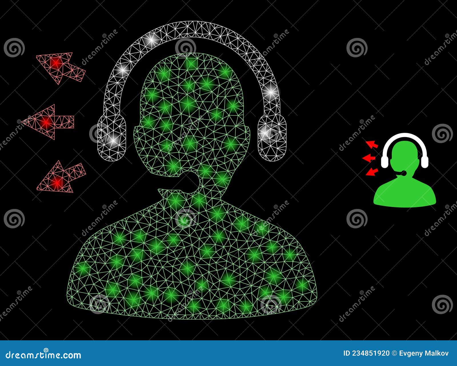 Vector Mesh Web Operator Talk with Glare Network Spots Stock Vector ...