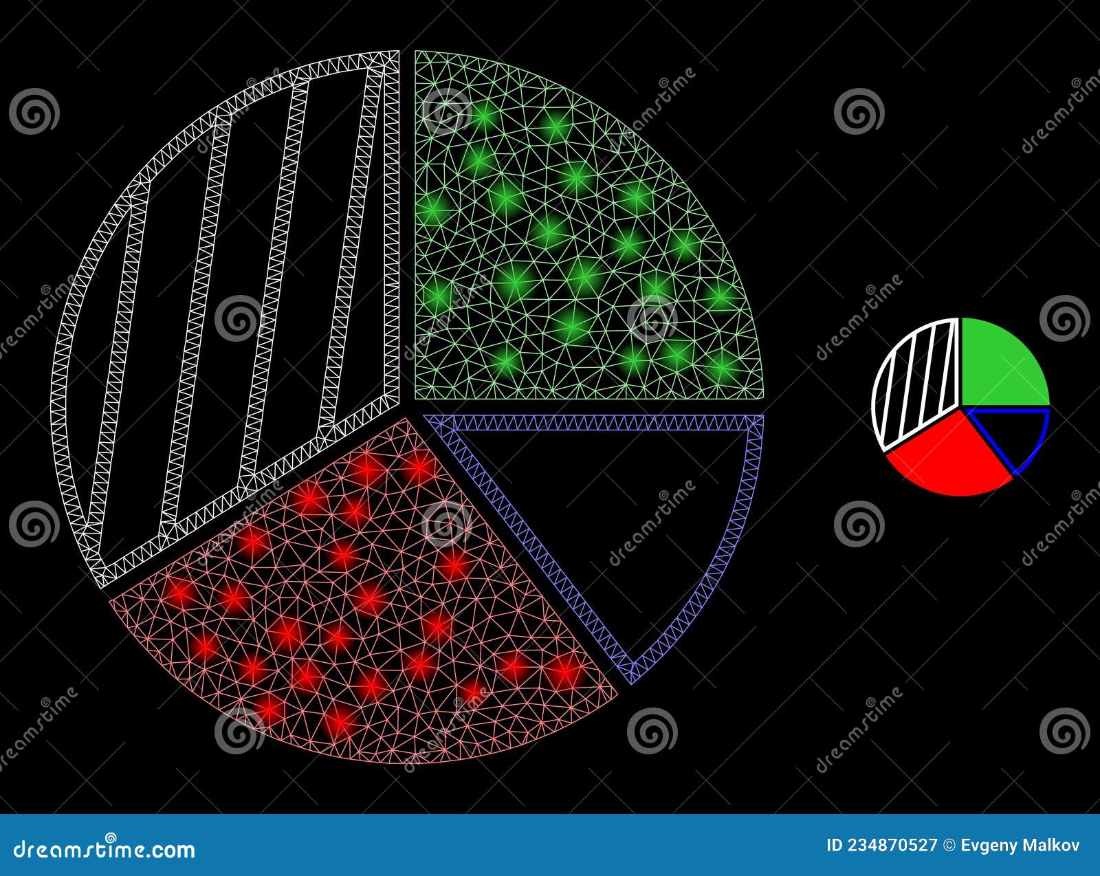 Vector Mesh Web Pie Chart with Majestic Wire Frame Stars Stock Vector ...