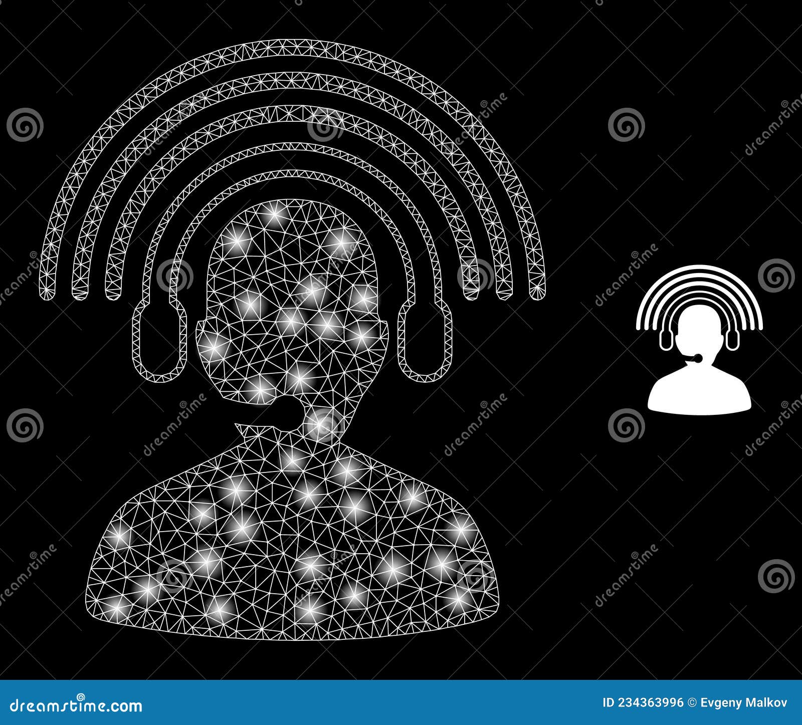 Vector Mesh Web Radio Operator with Glitter Wire Frame Spots Stock ...