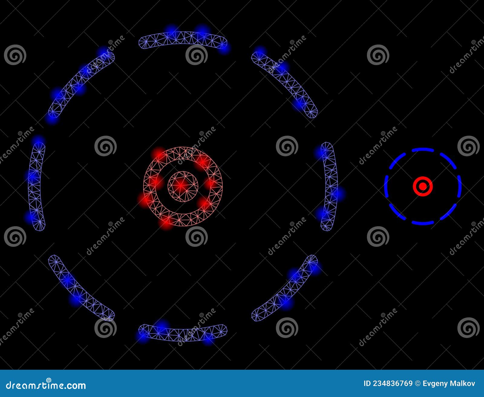 Vector Mesh Web Round Perimeter with Shiny Carcass Flares Stock Vector ...