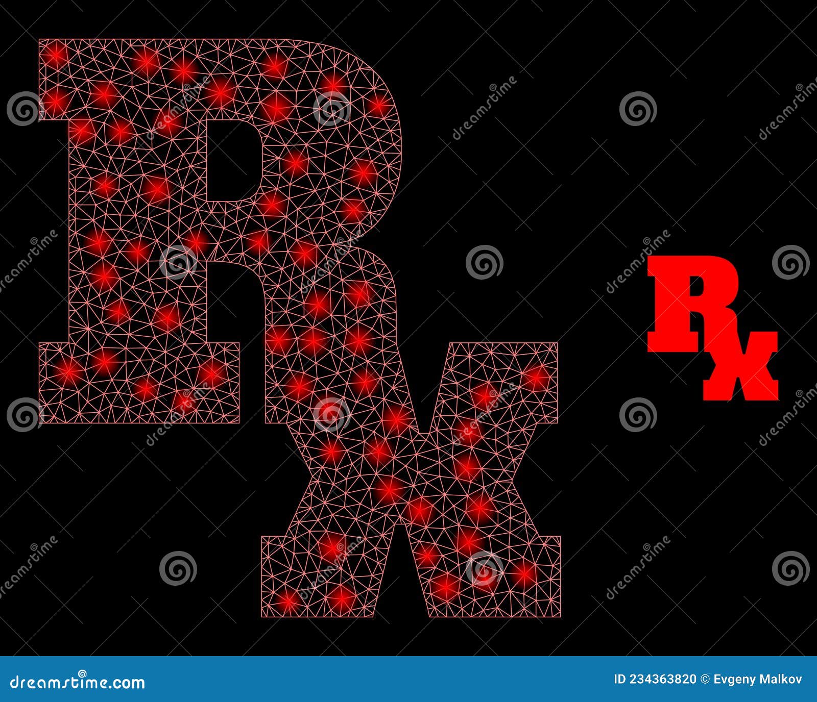Vector Mesh Net Rx Symbol with Illumitated Network Flares Stock Vector ...