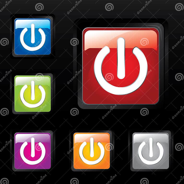 Glossy power buttons stock vector. Illustration of sign - 13138277
