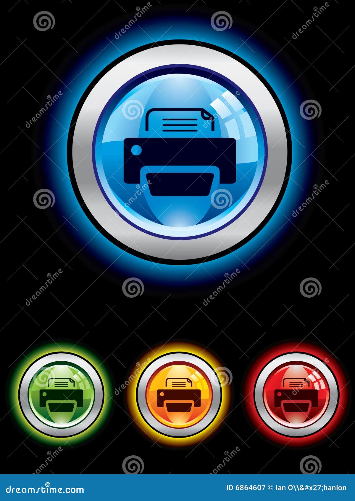 Glossy printer button stock vector. Illustration of button - 6864607