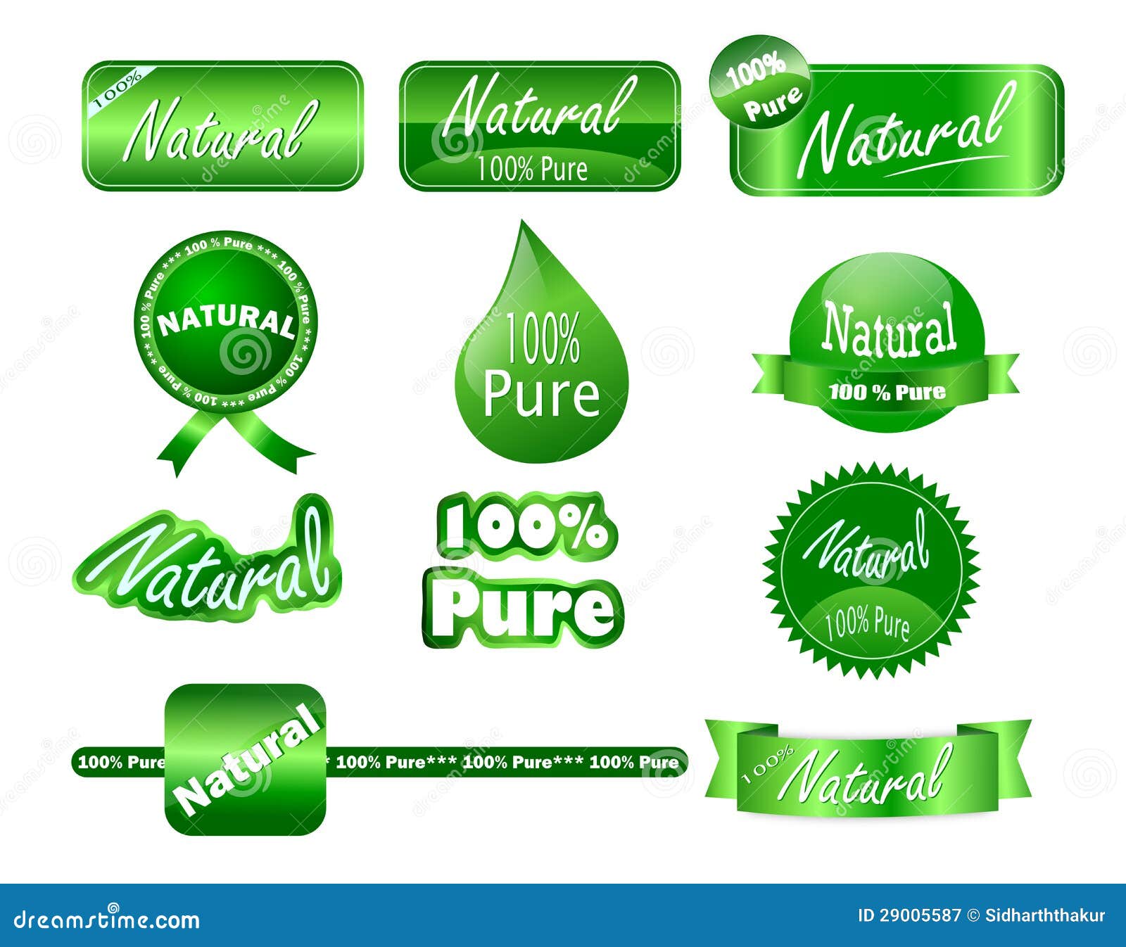 Glossy Pure Natural Stickers Stock Illustration - Illustration of ...