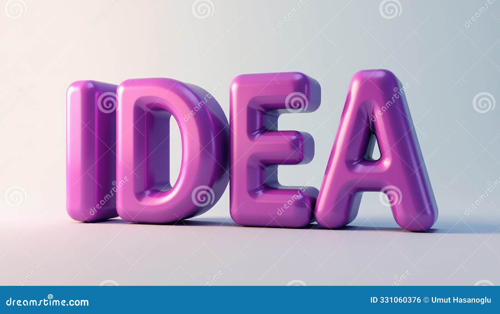 Glossy Purple 3D Letters Spelling IDEA on a Gradient Background. Stock ...