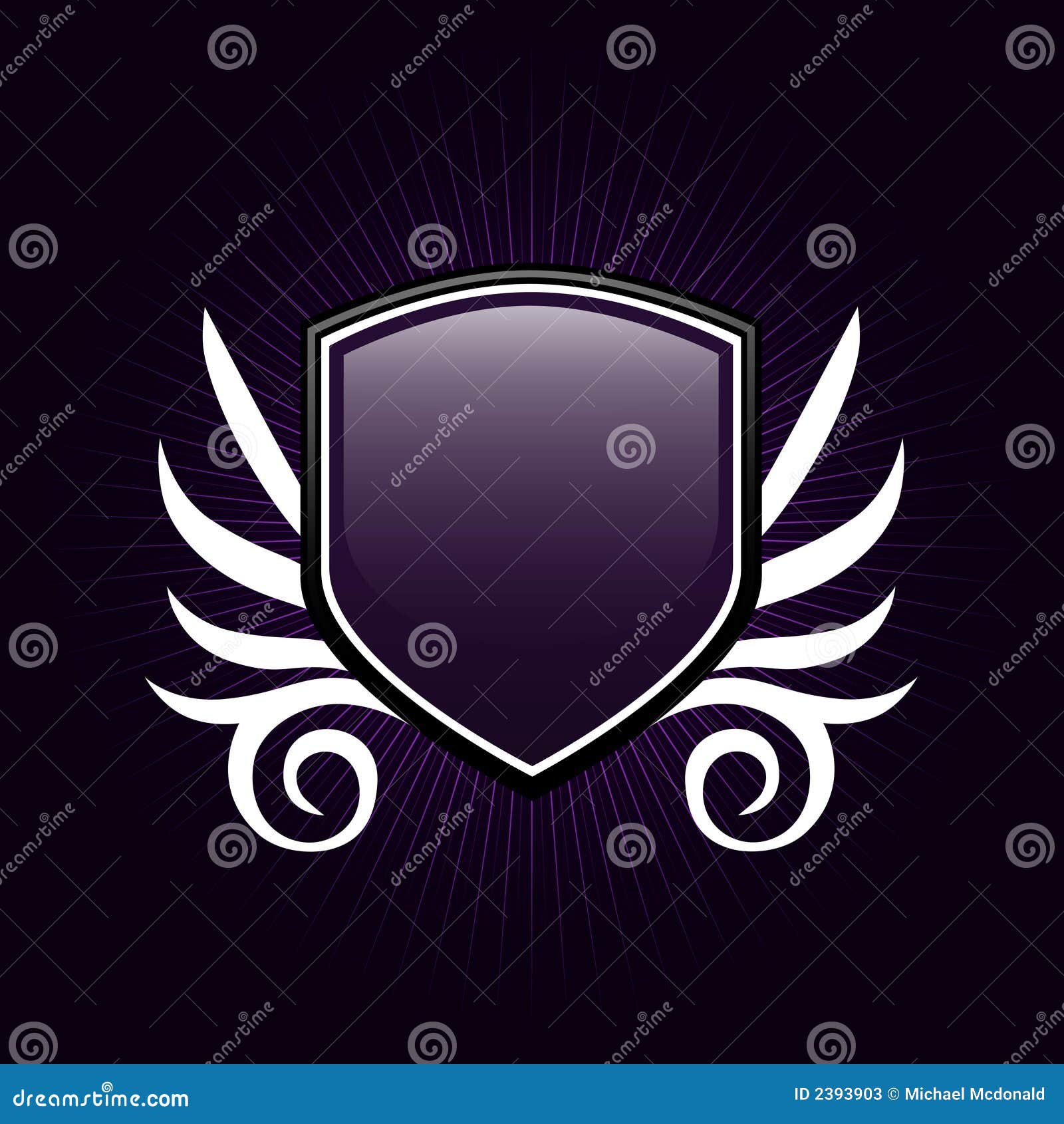 Glossy purple shield stock illustration. Illustration of logo - 2393903