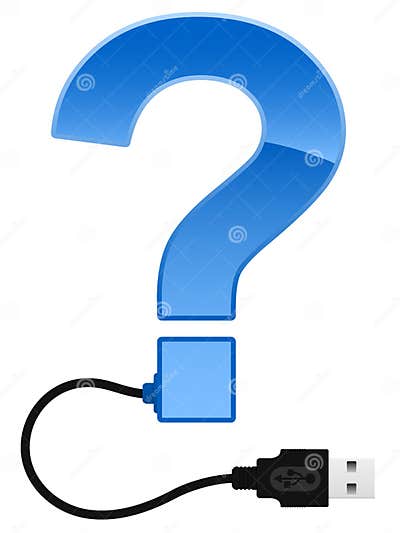Glossy Question Mark with USB Cable Stock Vector - Illustration of ...