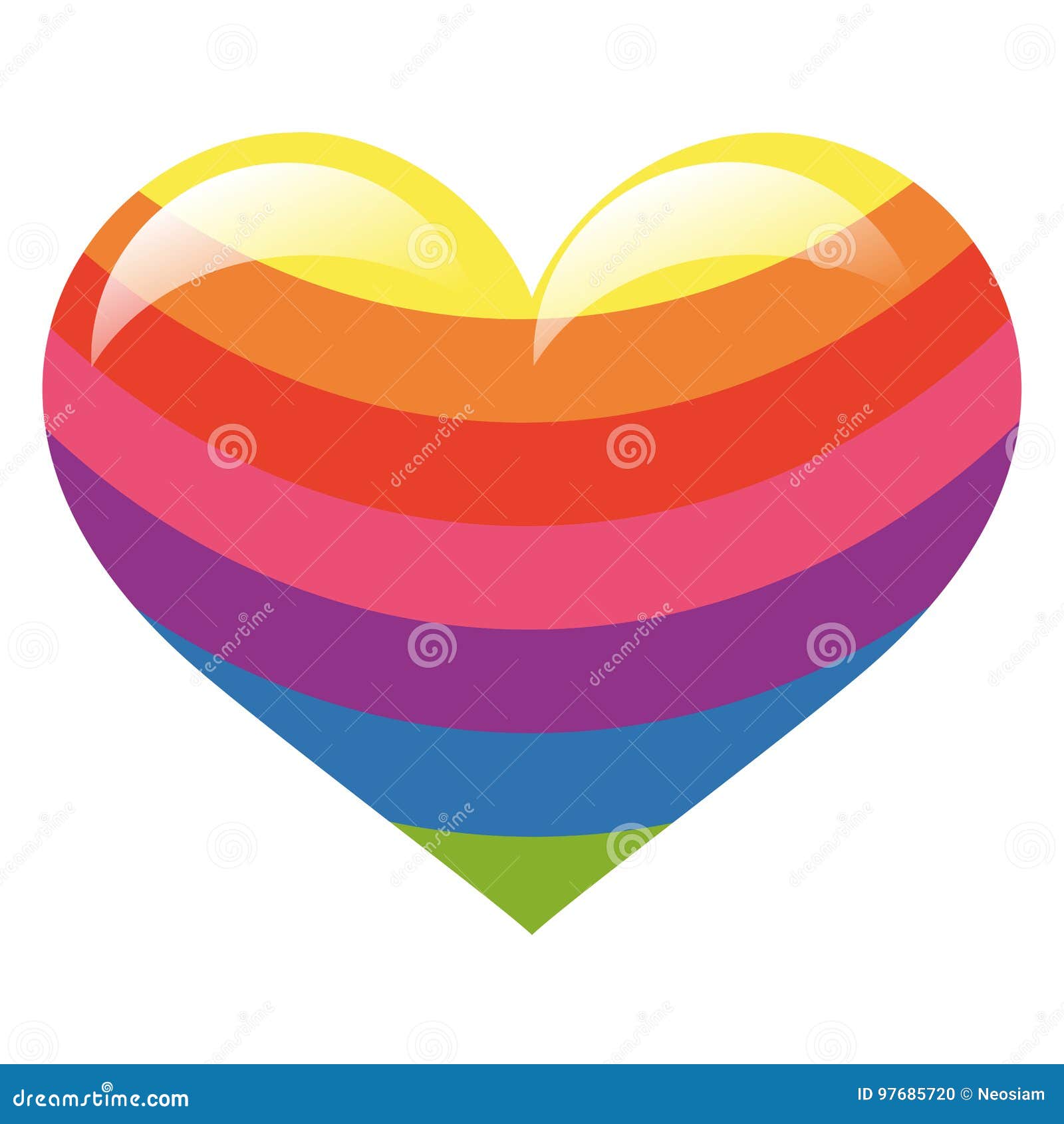 Glossy Rainbow Colour Heart Stock Vector - Illustration of symbol ...
