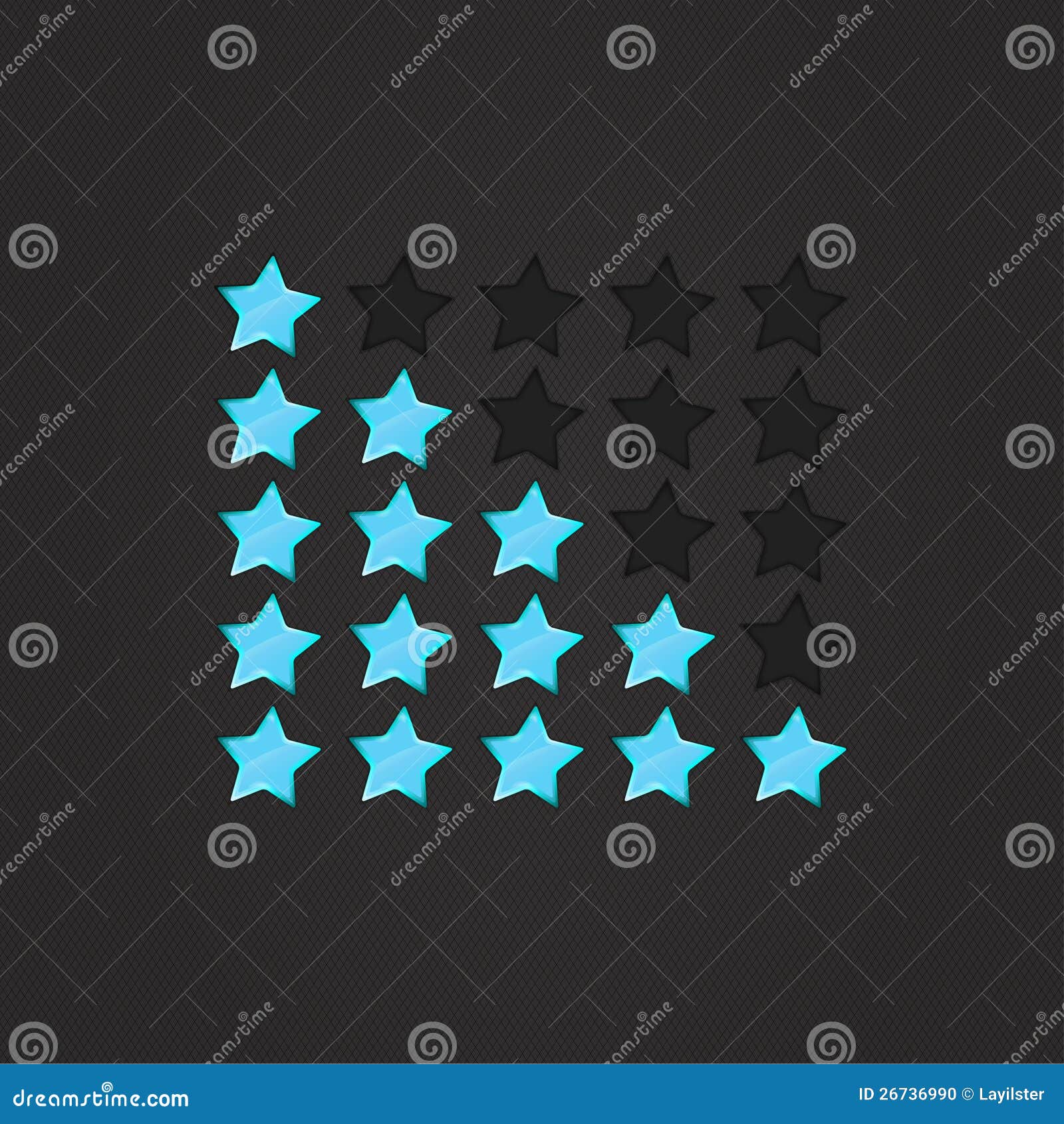 Glossy Rating Stars blue stock vector. Illustration of rating - 26736990