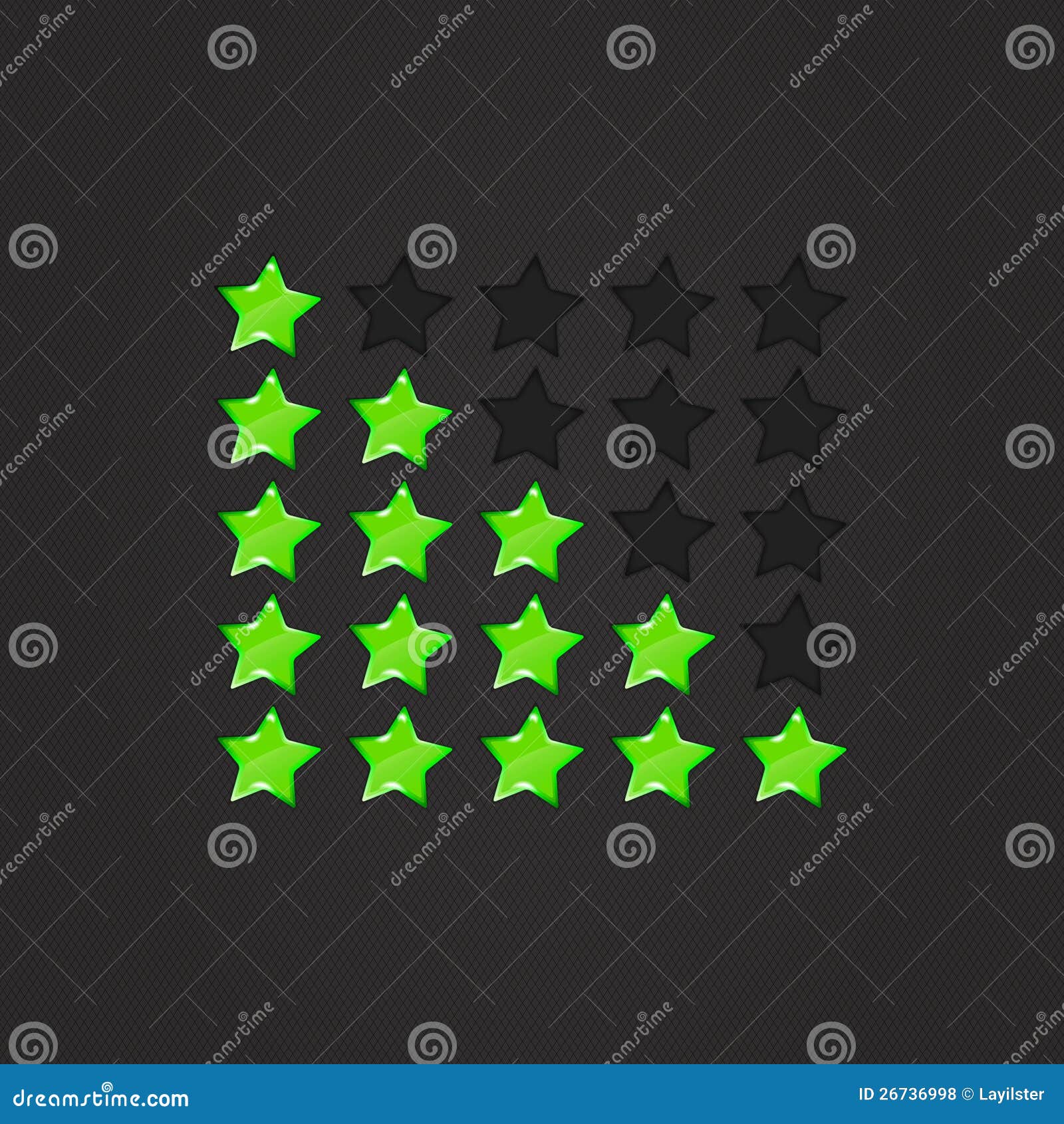 Glossy Rating Stars green stock vector. Illustration of five - 26736998
