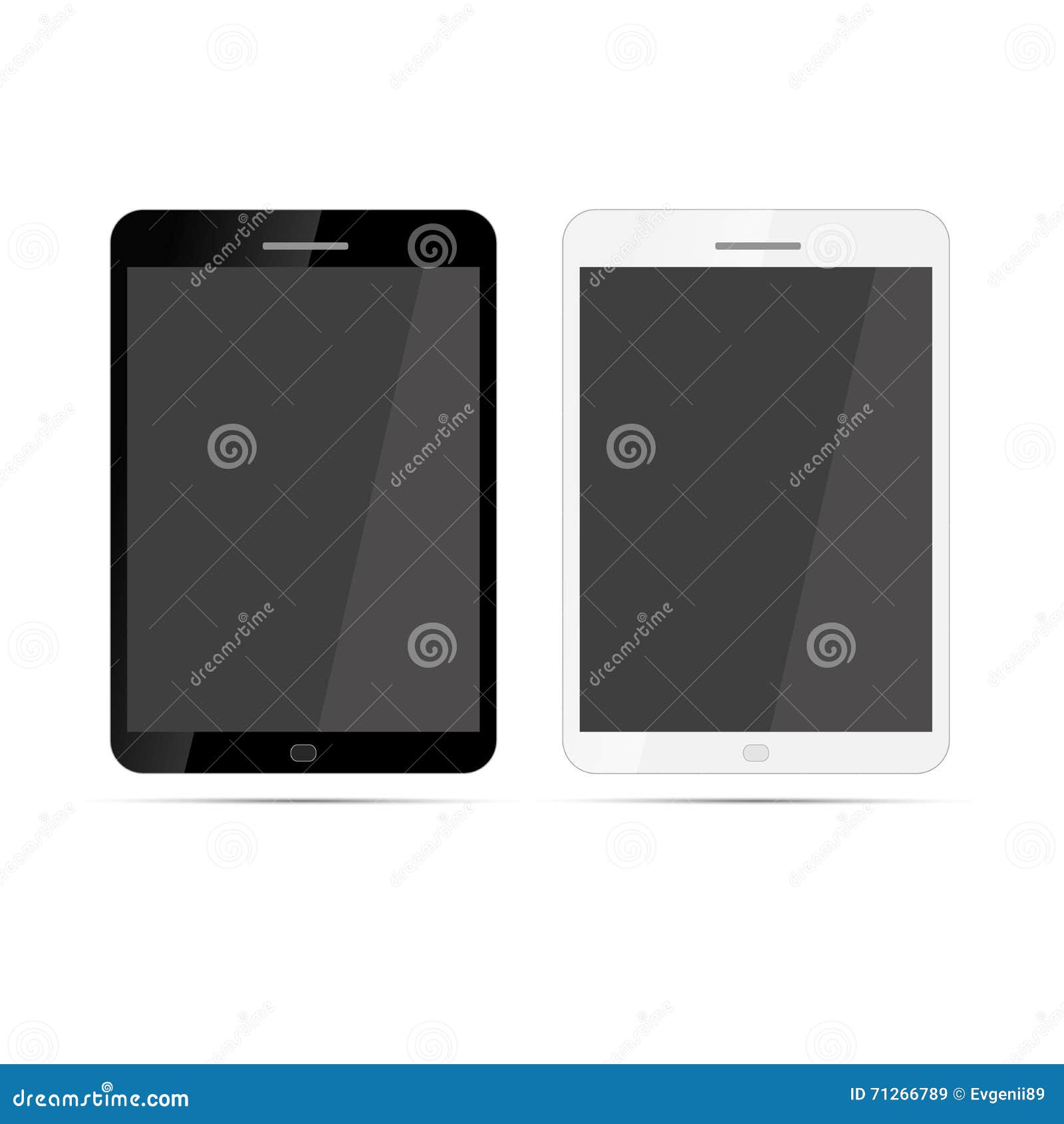 Glossy Realistic Tablets with Shadow on White Stock Illustration ...