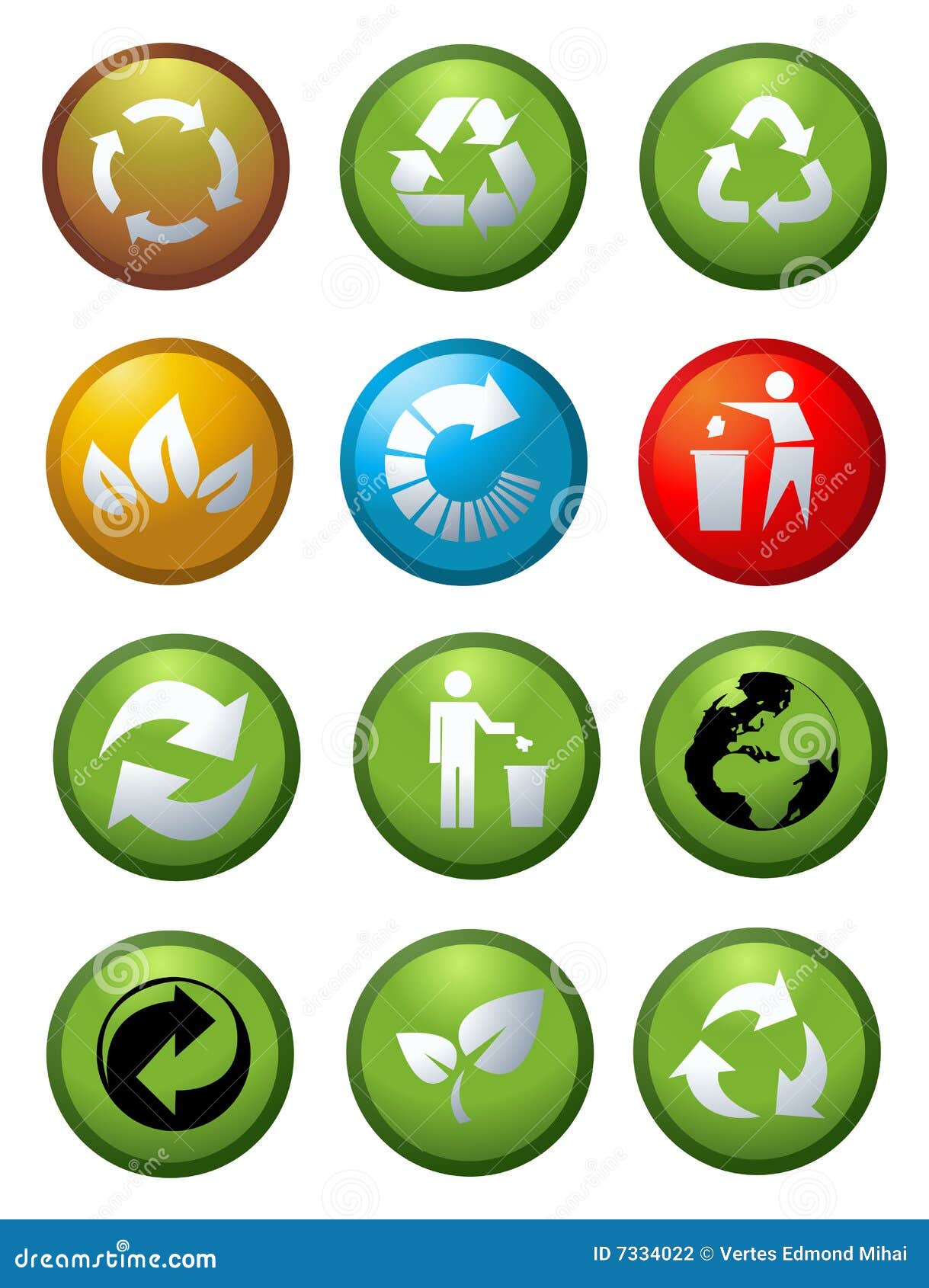 Glossy Recycle Icons Vector Stock Vector - Illustration of energy ...