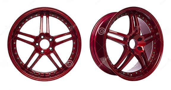 Glossy Red Alloy Wheels stock image. Image of transportation - 25226979