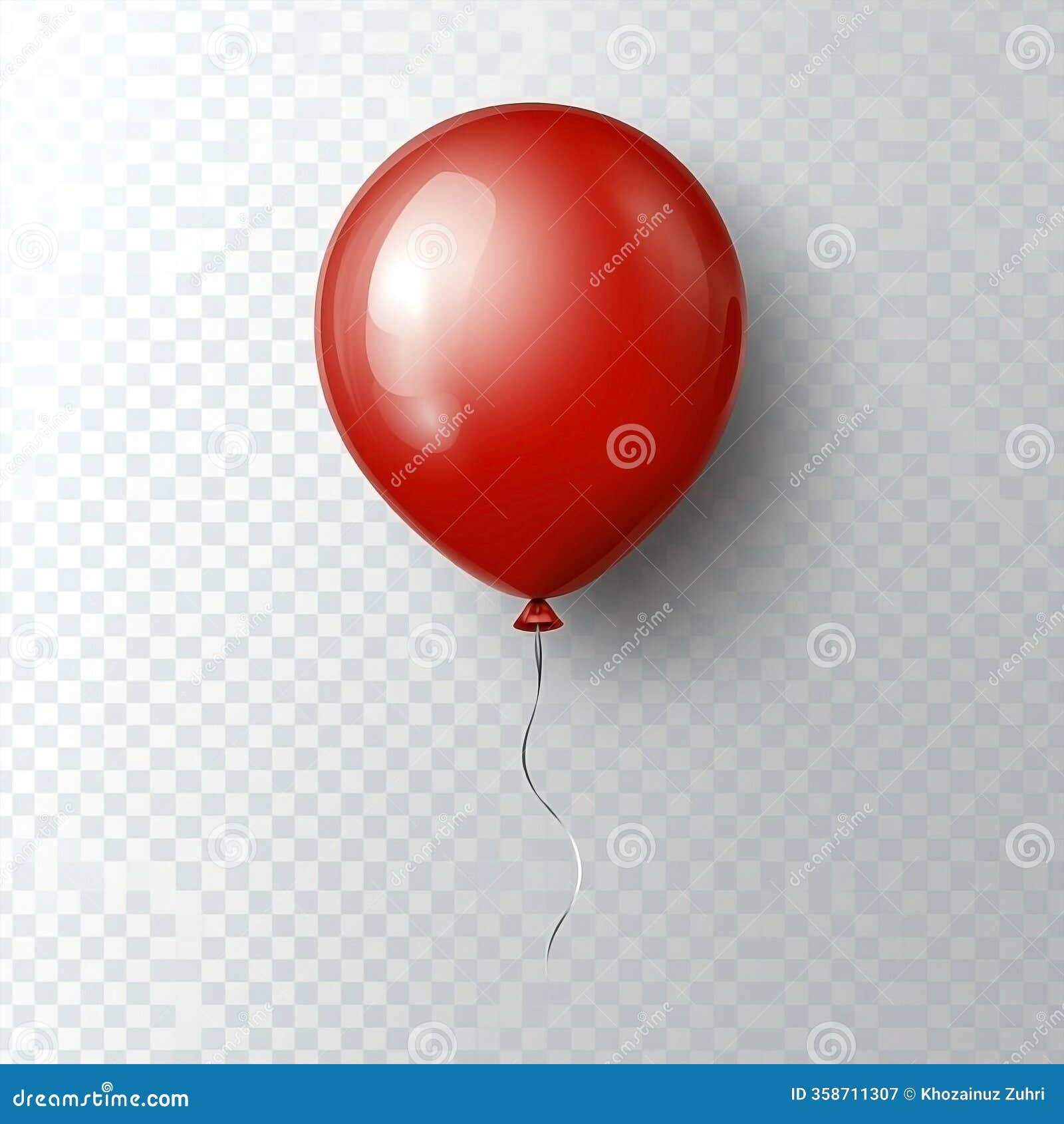 Vibrant Red Balloon with String Floating Isolated on Transparent ...
