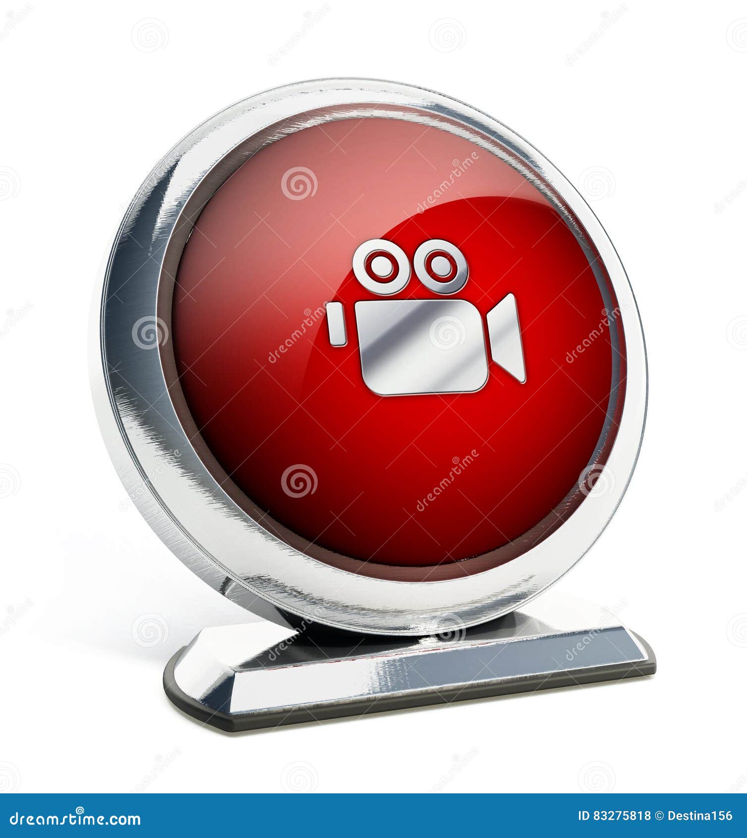 Glossy Red Button with Camera Symbol. 3D Illustration Stock ...