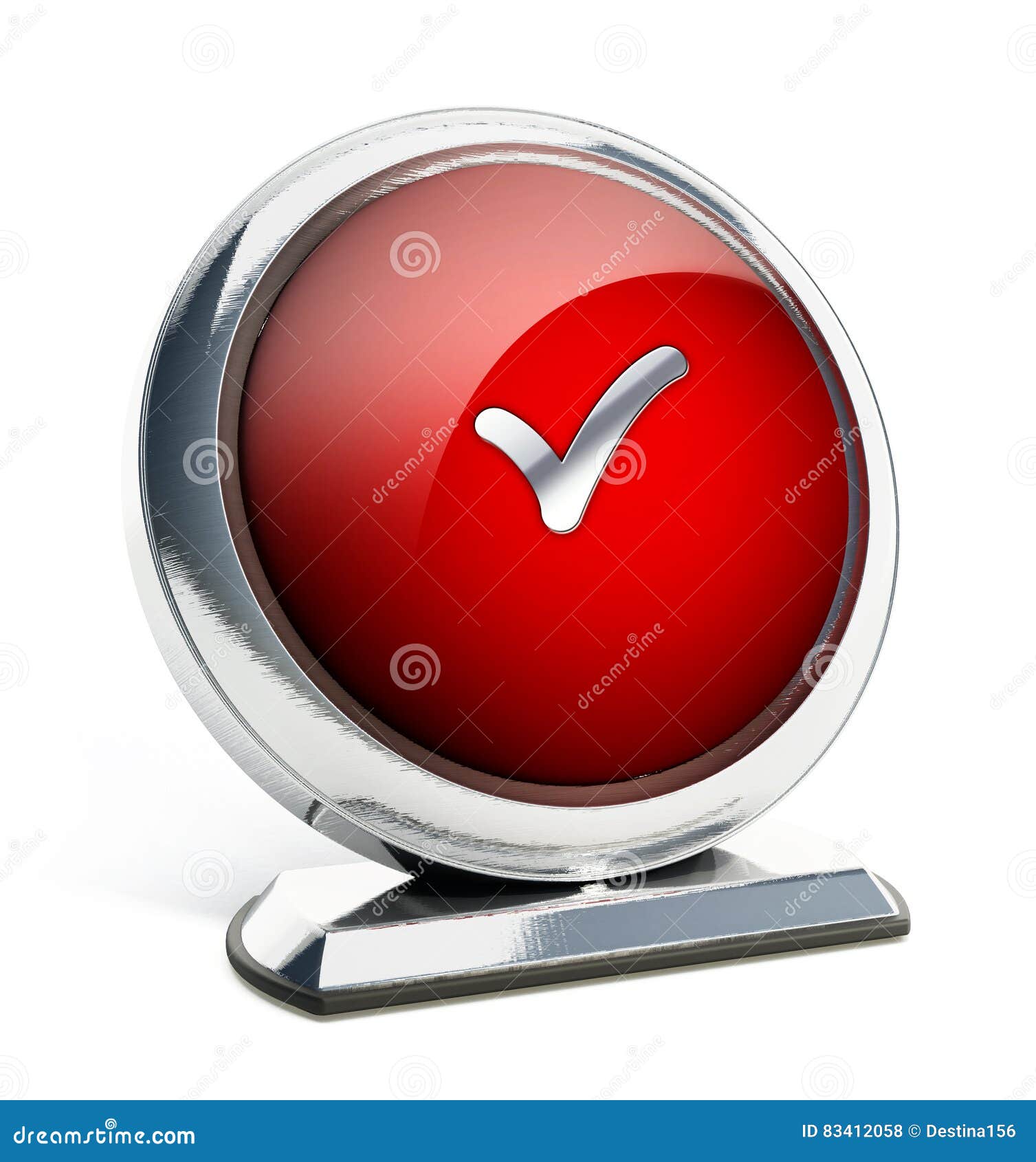 Glossy Red Button with Checkmark Symbol. 3D Illustration Stock ...