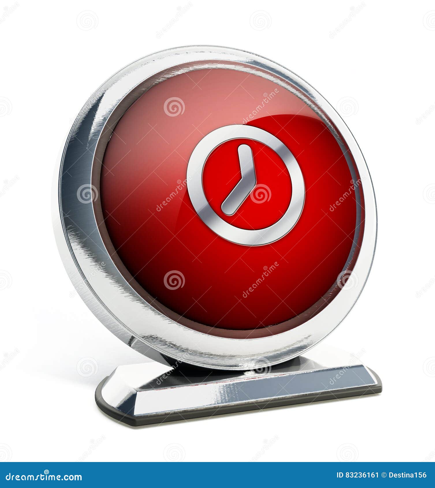 Glossy Red Button with Clock Symbol. 3D Illustration Stock Illustration ...