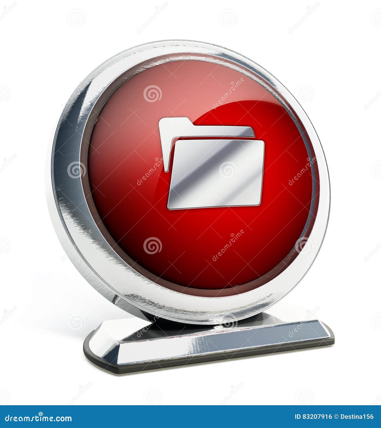 Glossy Red Button with Folder Symbol. 3D Illustration Stock ...