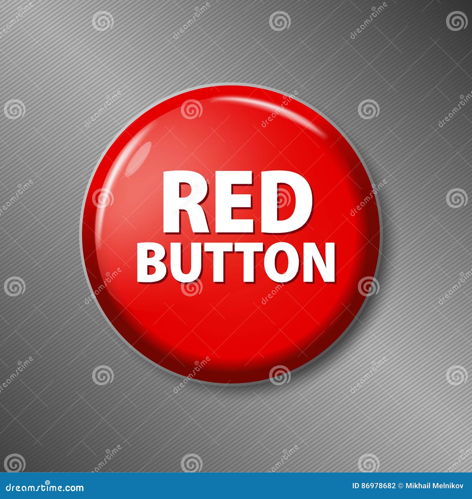 Glossy Red Button on Gray Textured Background Stock Vector ...