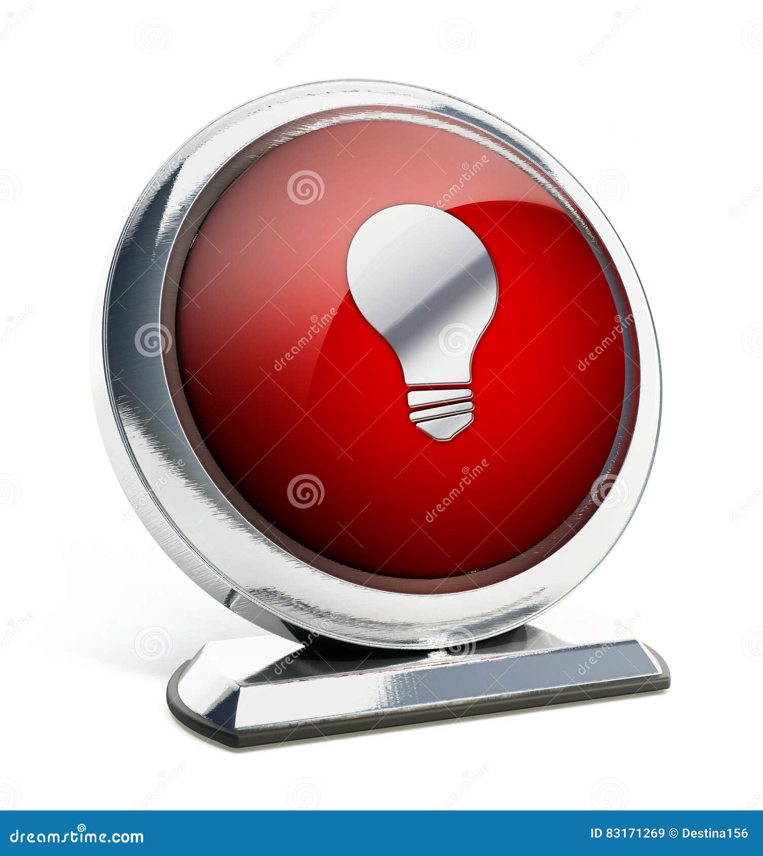Glossy Red Button with Lightbulb Symbol. 3D Illustration Stock ...