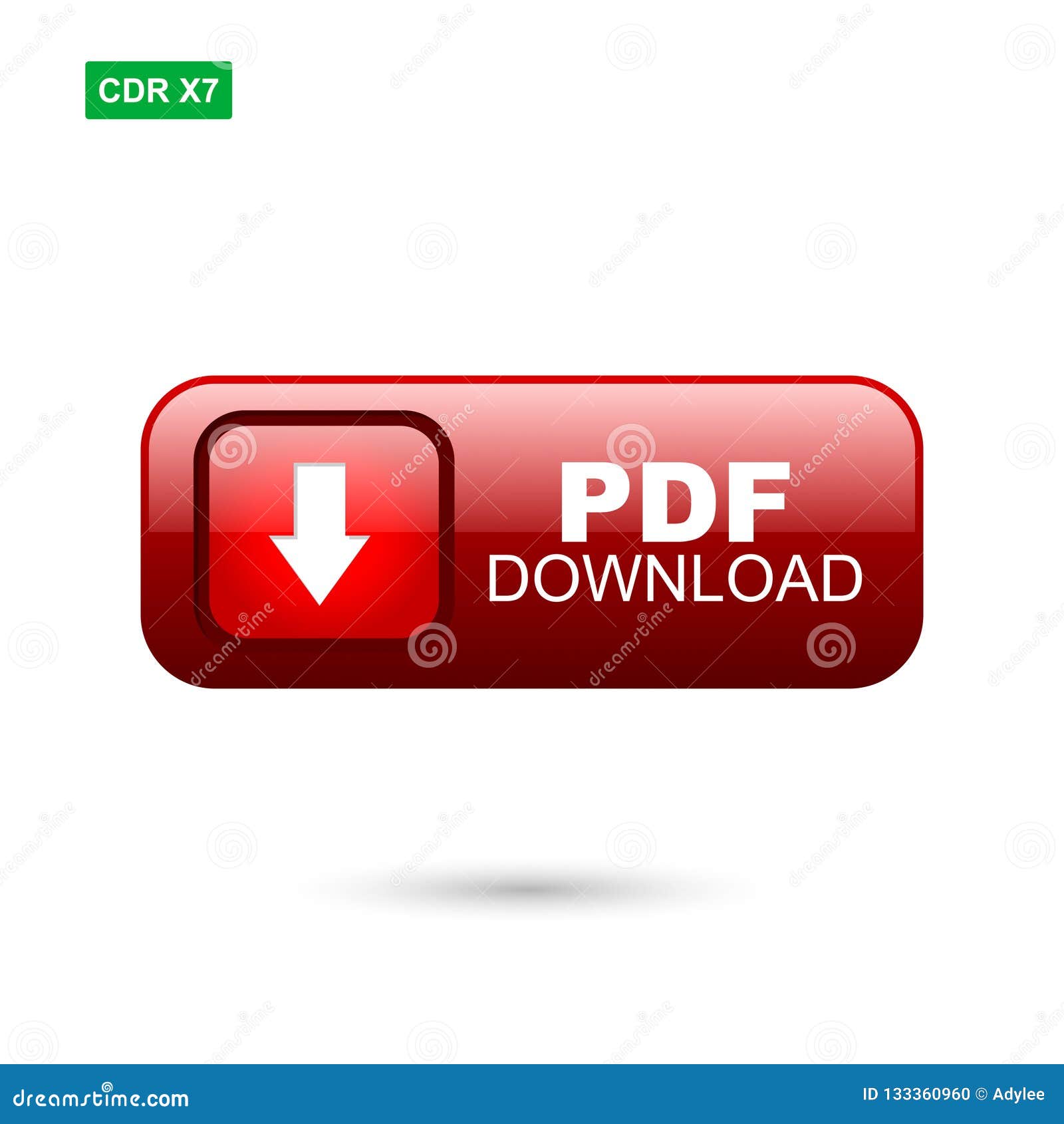 Glossy Red Button Pdf Download Vector Isolated Stock Vector ...