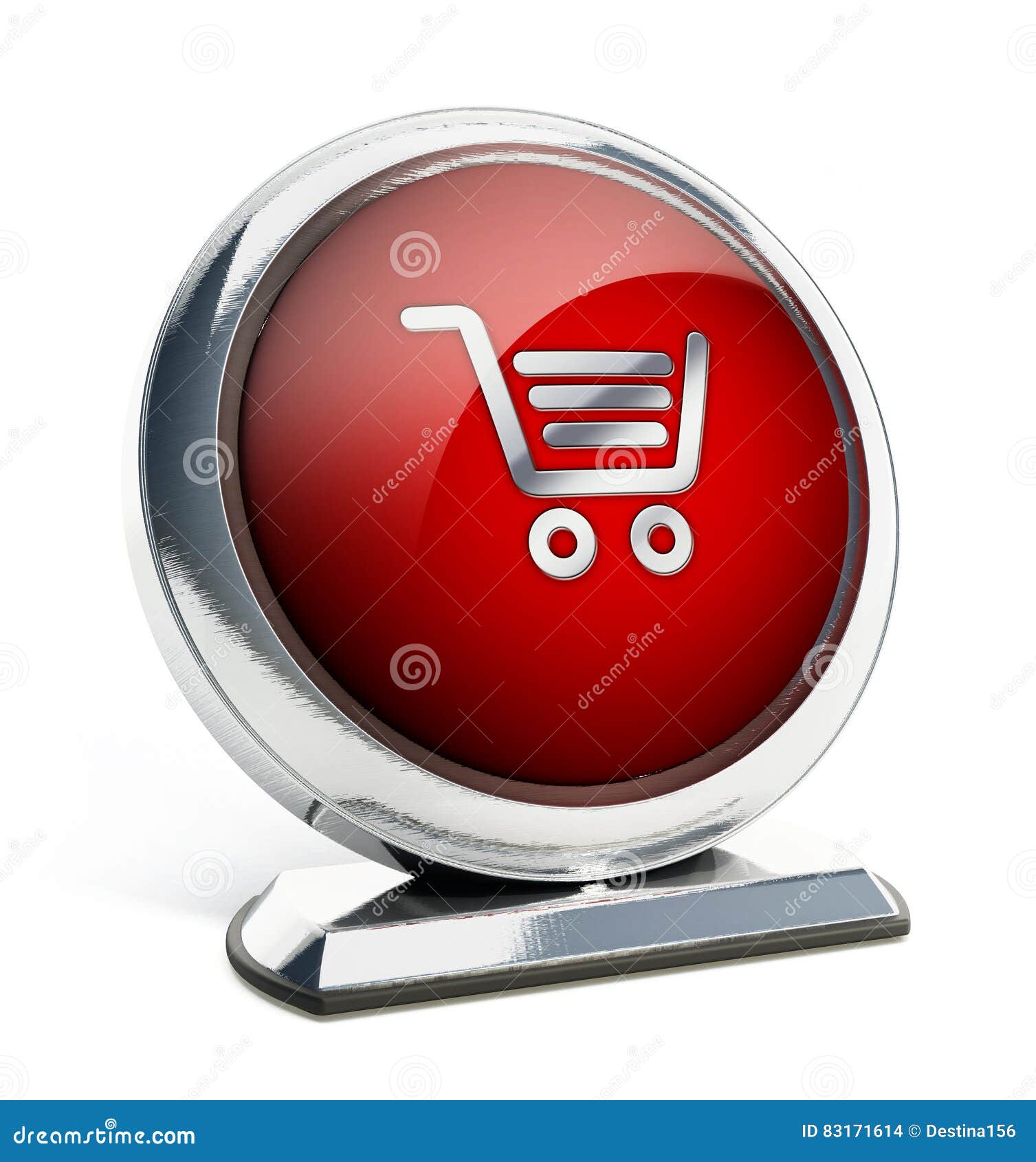 Glossy Red Button with Shopping Cart Symbol. 3D Illustration Stock ...