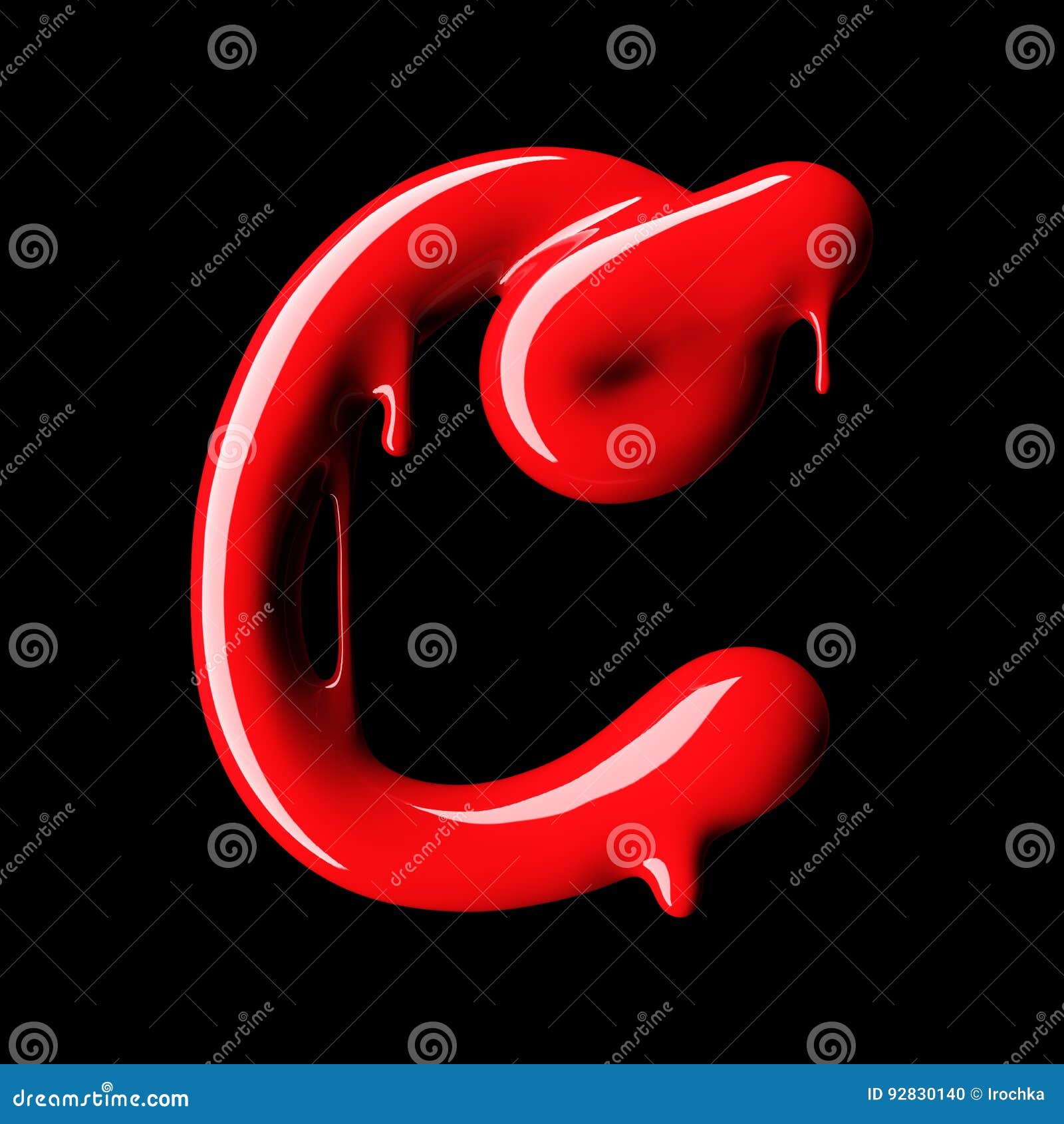 Glossy Red Letter C Uppercase. 3D Rendering Stock Illustration ...
